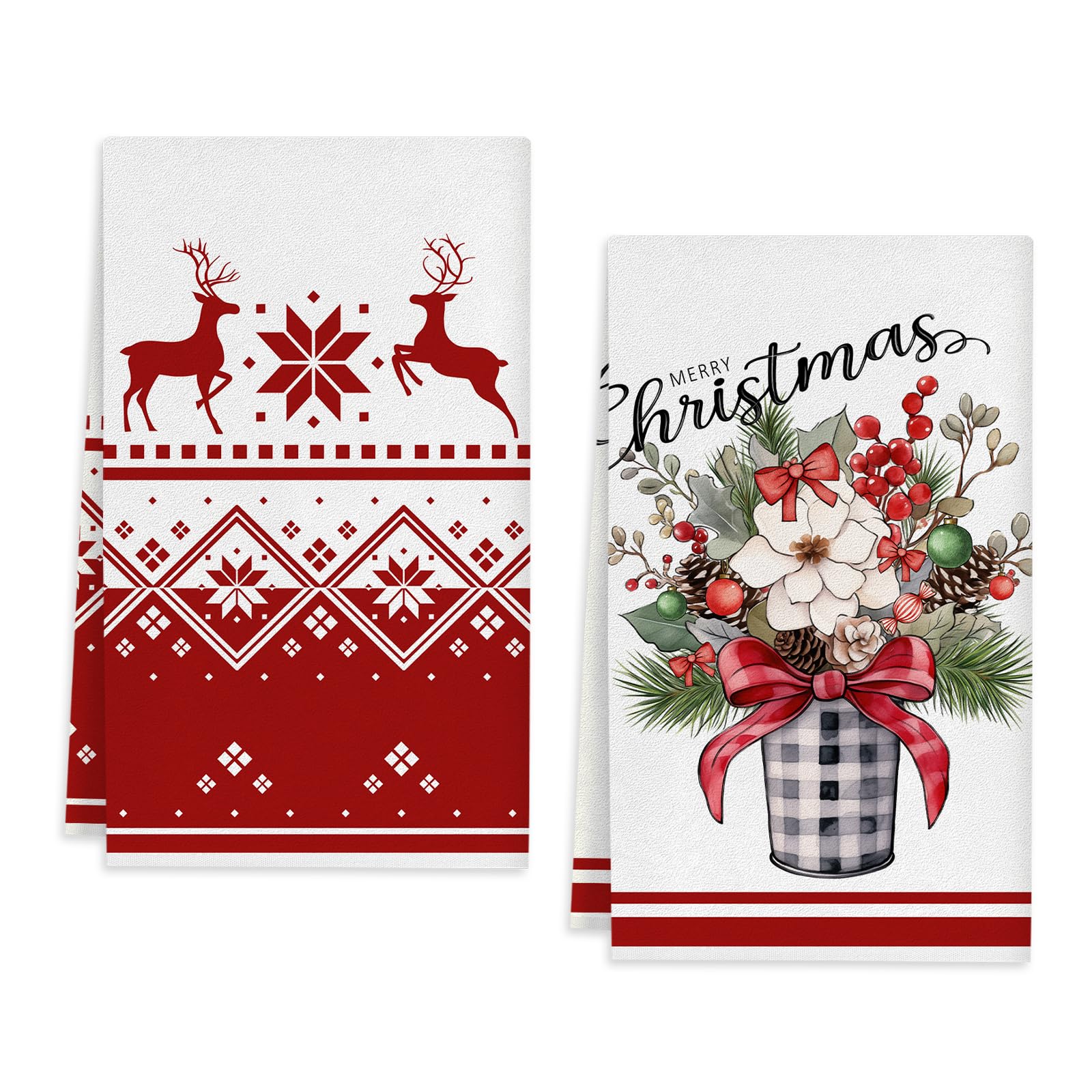 Amazon.com: Cloudfomila 18x26 Inch Christmas Kitchen Towels Set of 2 ...