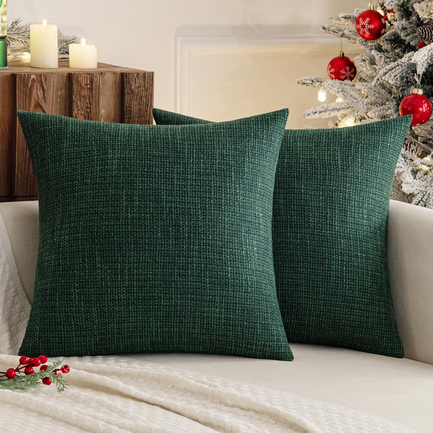 Amazon.com: MIULEE Burlap Linen Throw Pillow Covers 18x18 Inch ...