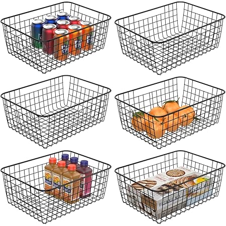 Amazon.com: Wire Storage Baskets, iSPECLE 4 Pack Large Metal Wire ...