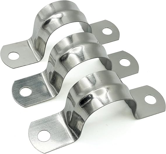 3/4 inches 50Pcs Rigid Pipe Two Hole stainless steel U-shaped pipe card ...