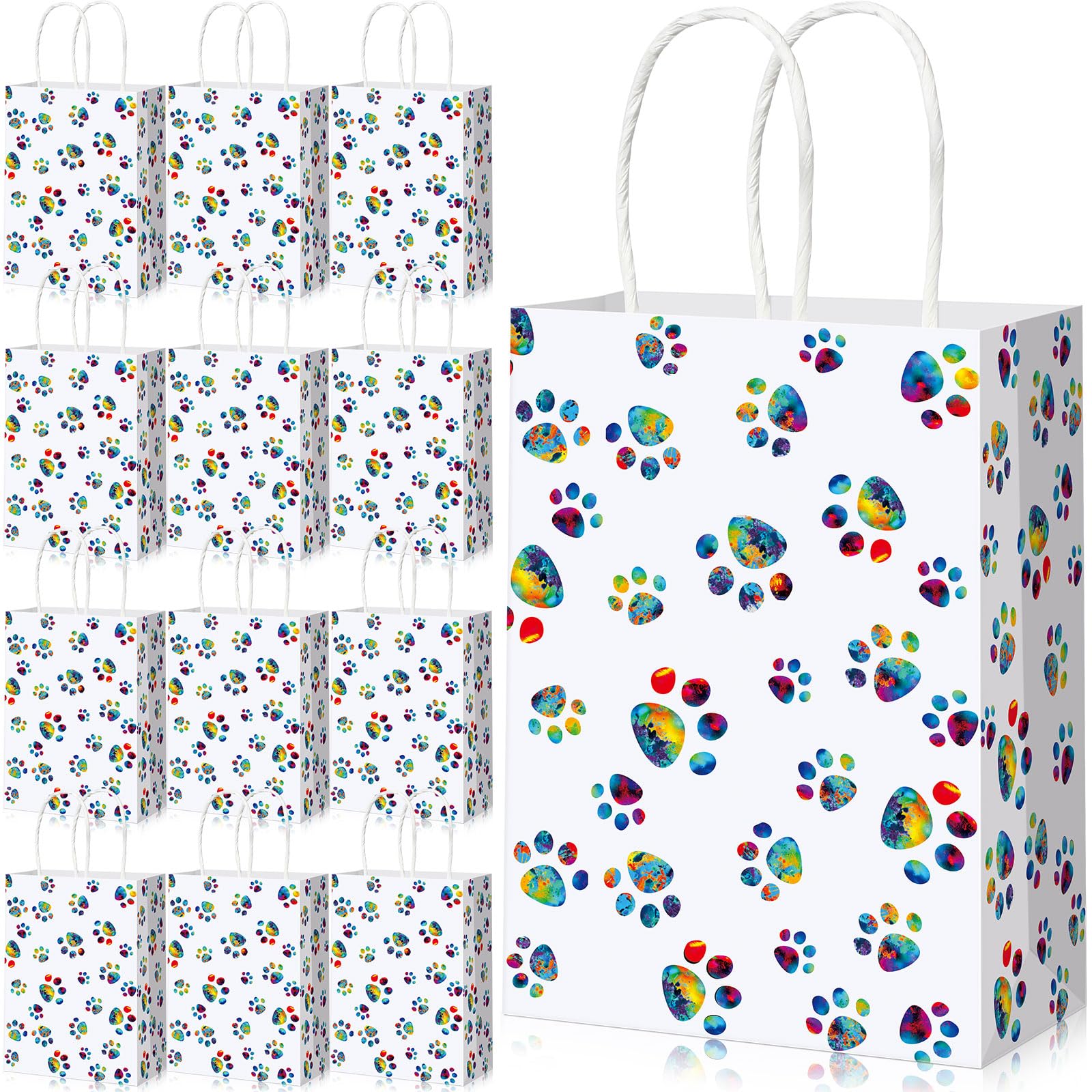 Amazon.com: Blulu 20 Pcs Puppy Dog Paw Print Gift Bags with Paper Twist ...