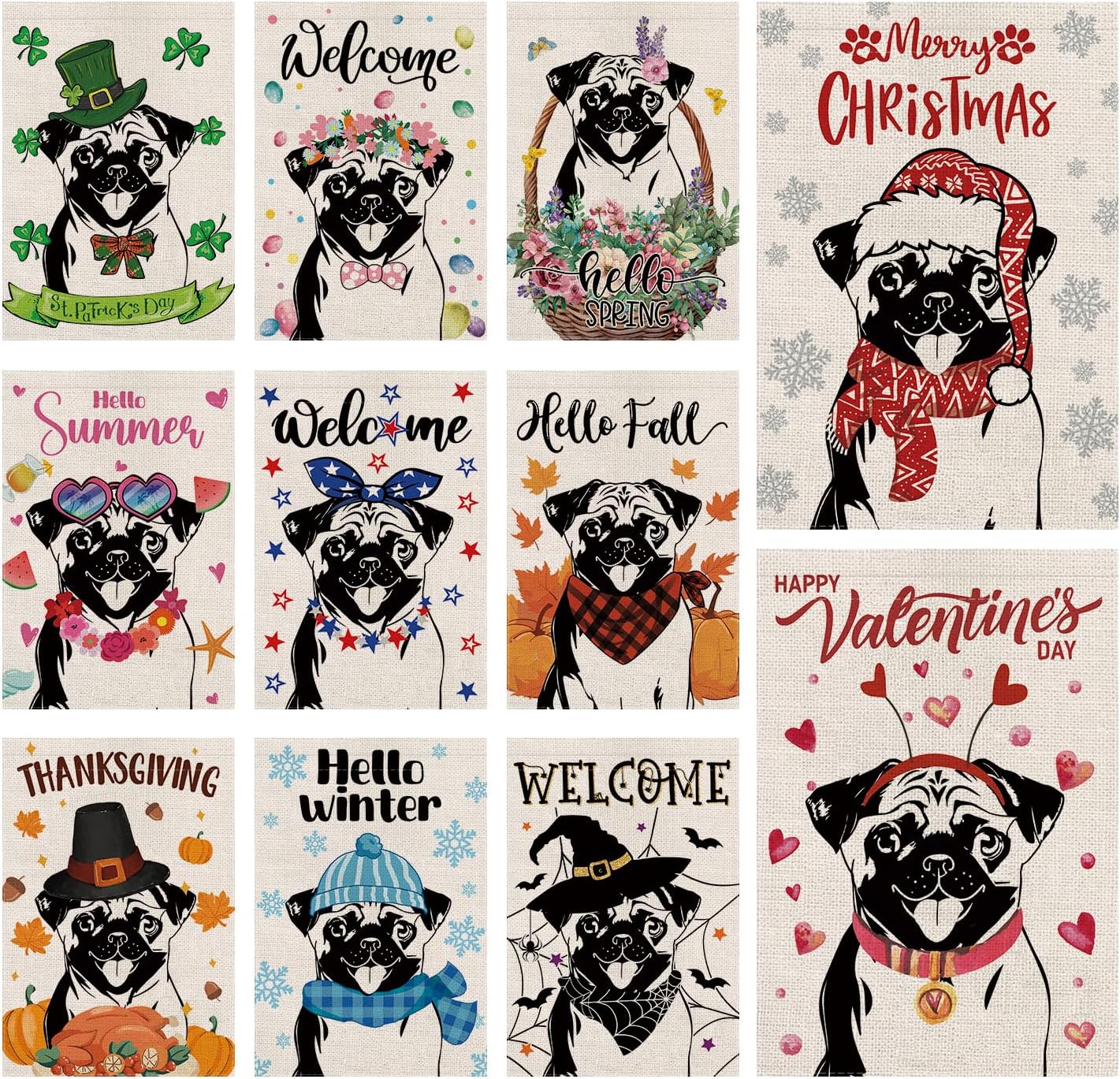 Amazon.com : Pug Fawn - Best of Breed All-American Patriotic I Garden ...