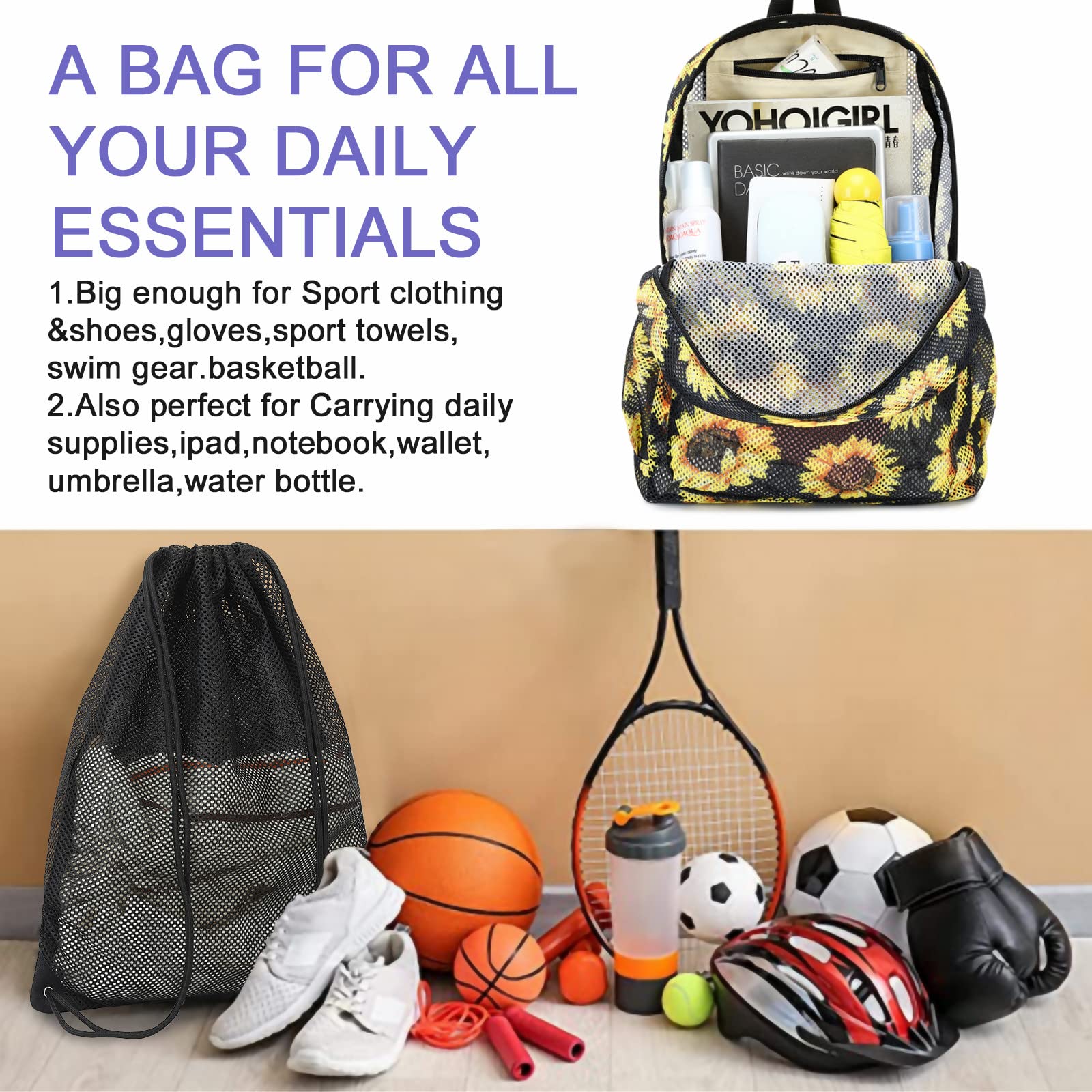 Snapklik.com : Bluboon Mesh Backpack For Girls Kids See Through School ...