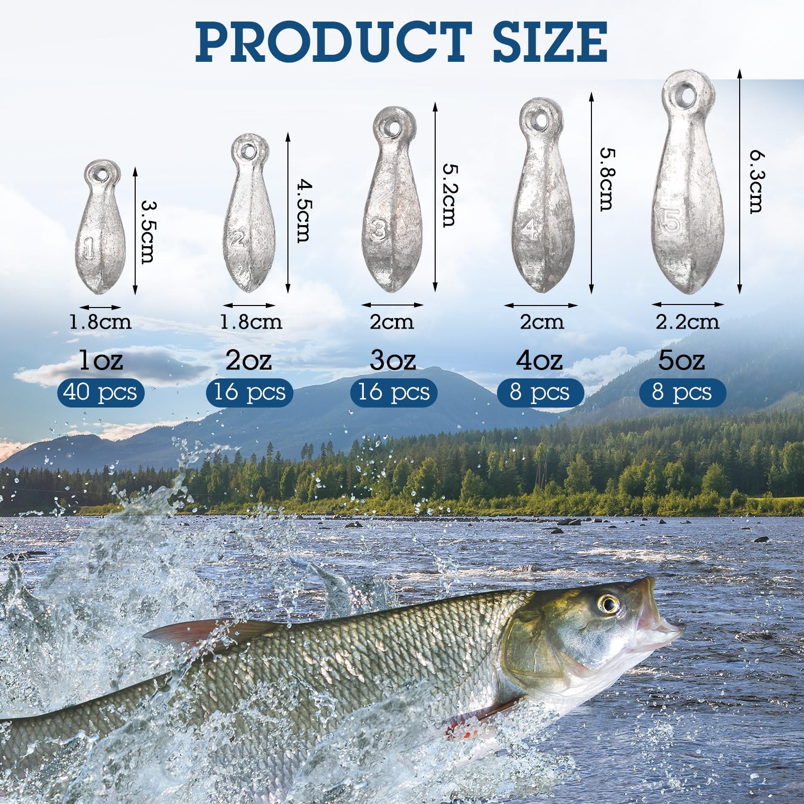 Snapklik.com : Glimin 22 Pieces Fishing Weights Sinker Kit Rig Fishing ...