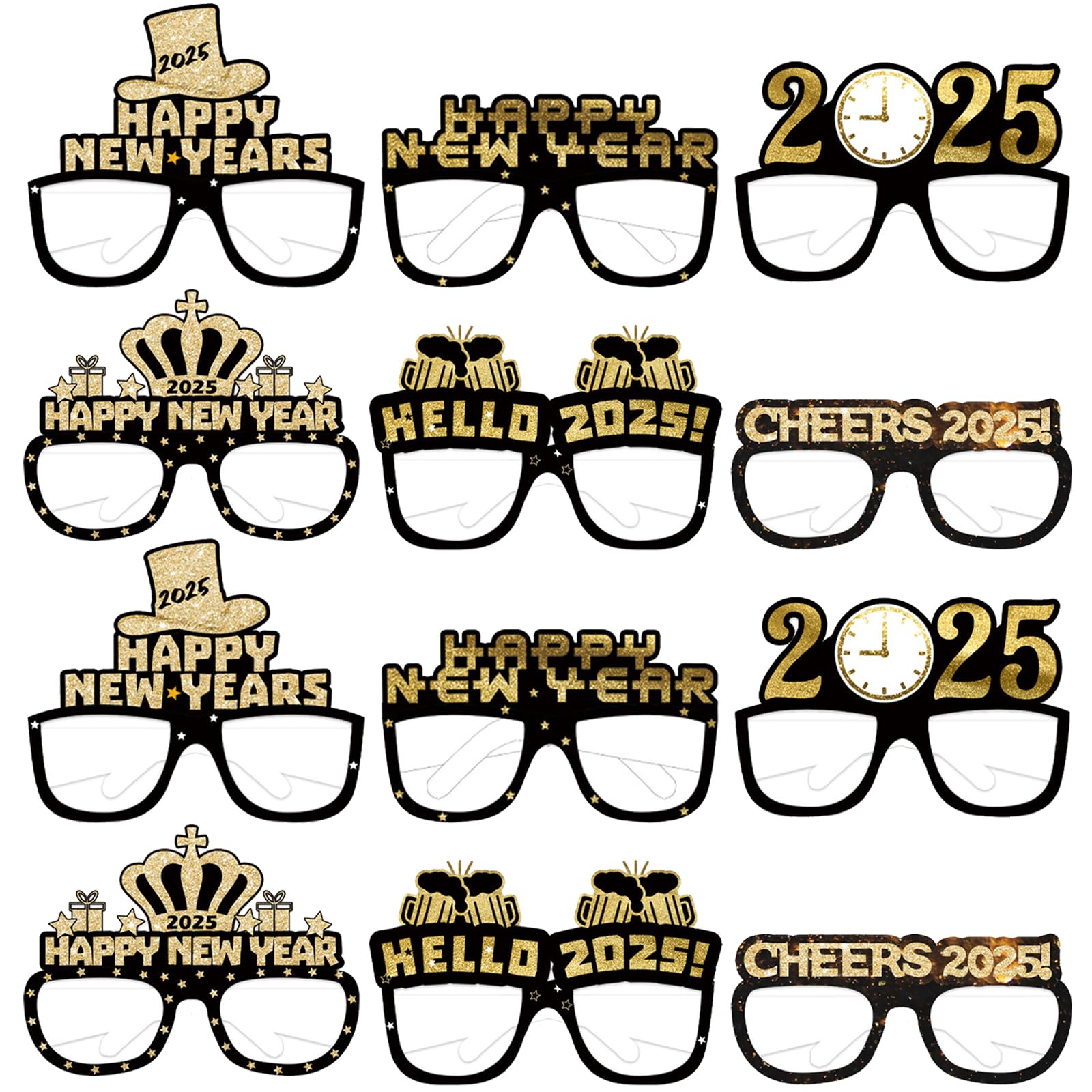 Amazon.com: Zeptrix 2025 Glasses New Years Eve,12Pcs Happy New Year ...