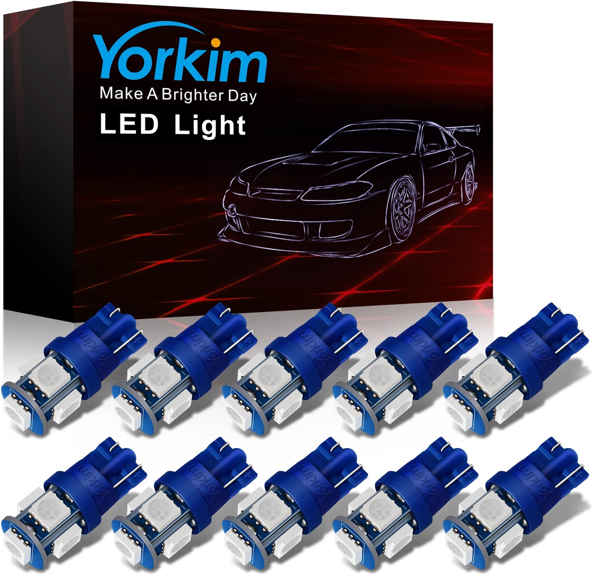 Amazon.com: Kutyun 194 LED Bulbs Blue Super Bright 5th Generation, T10 ...