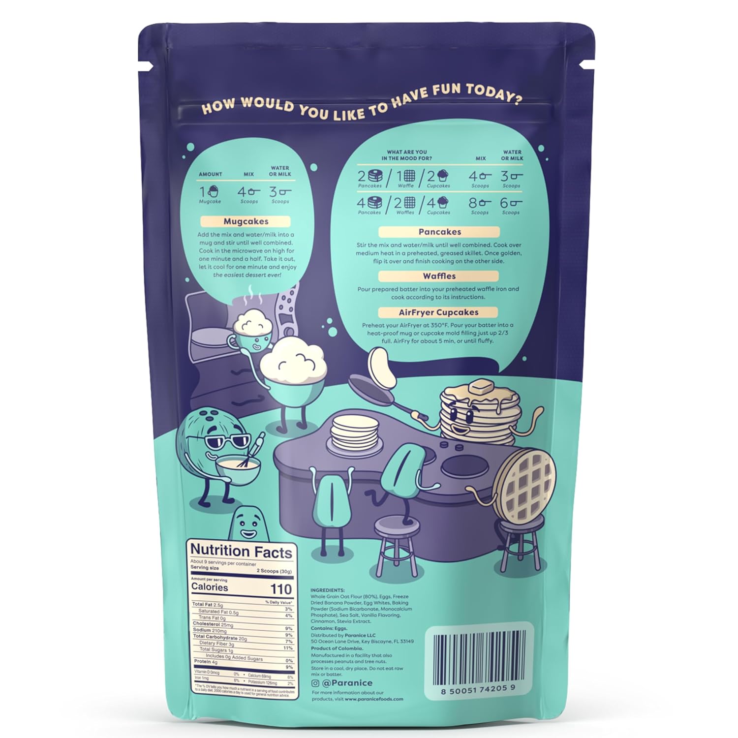 Paranice – Mezcla para panqueques y waffles – Vainilla – Con harina de avena integral – Solo ...