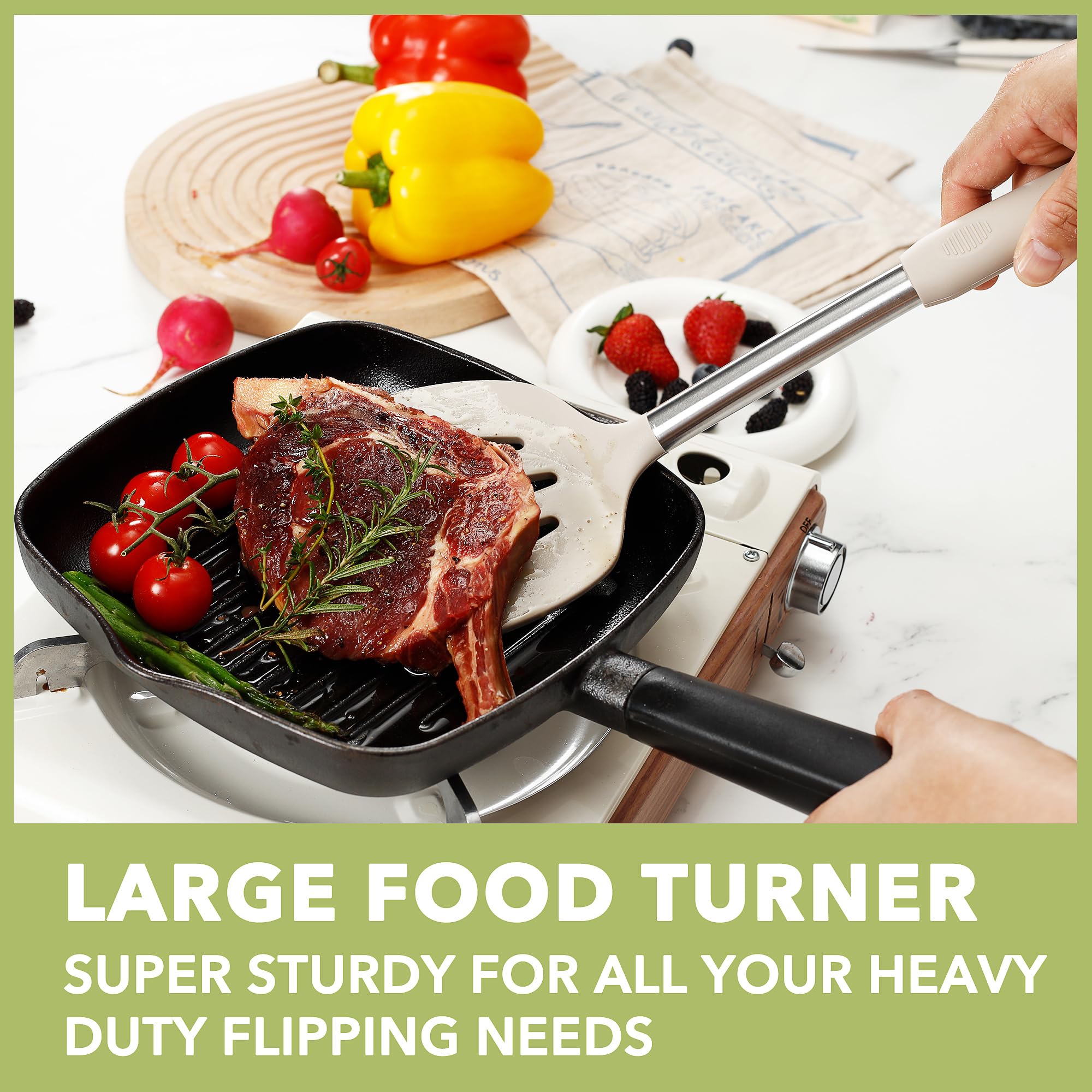 Large Cooking Utensils Set, 35 Pcs Spatula Set with Holder, Silicone ...