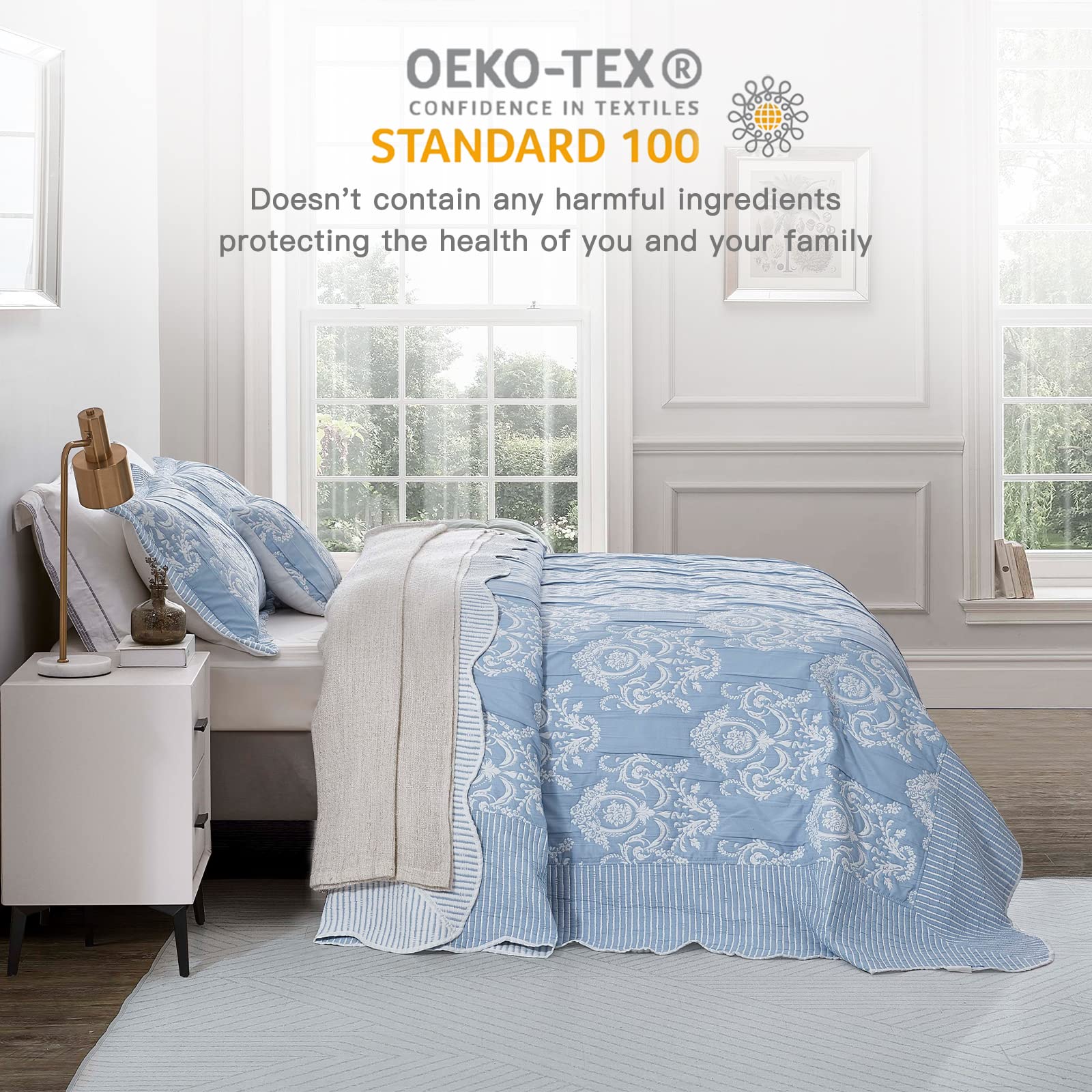 Snapklik.com : Oversized King Bedspread 138x122 Extra Wide, Jacquard ...