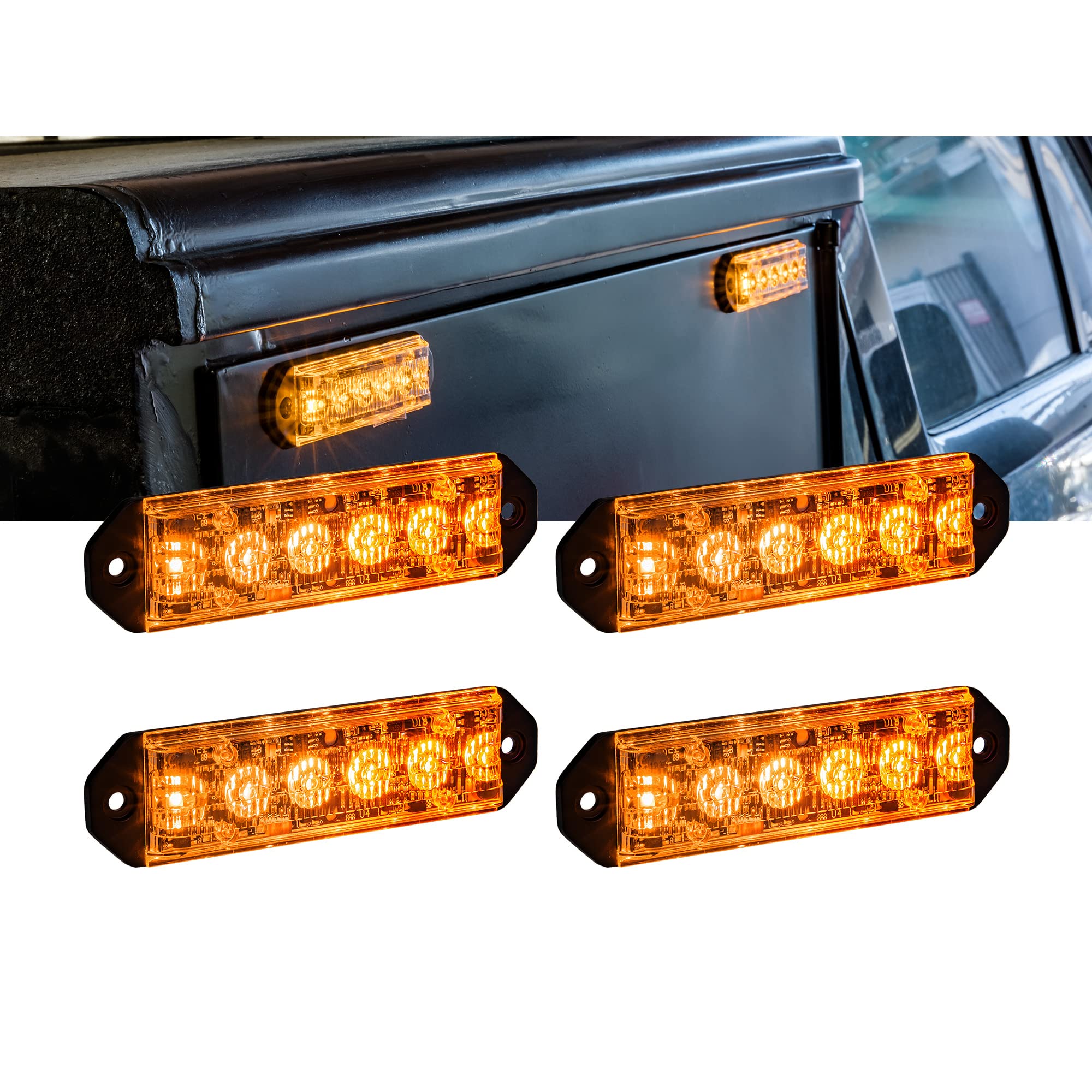 Amazon.com: 4pc PlanarFlash 6W AMBER LED Flashing Strobe Light Head ...
