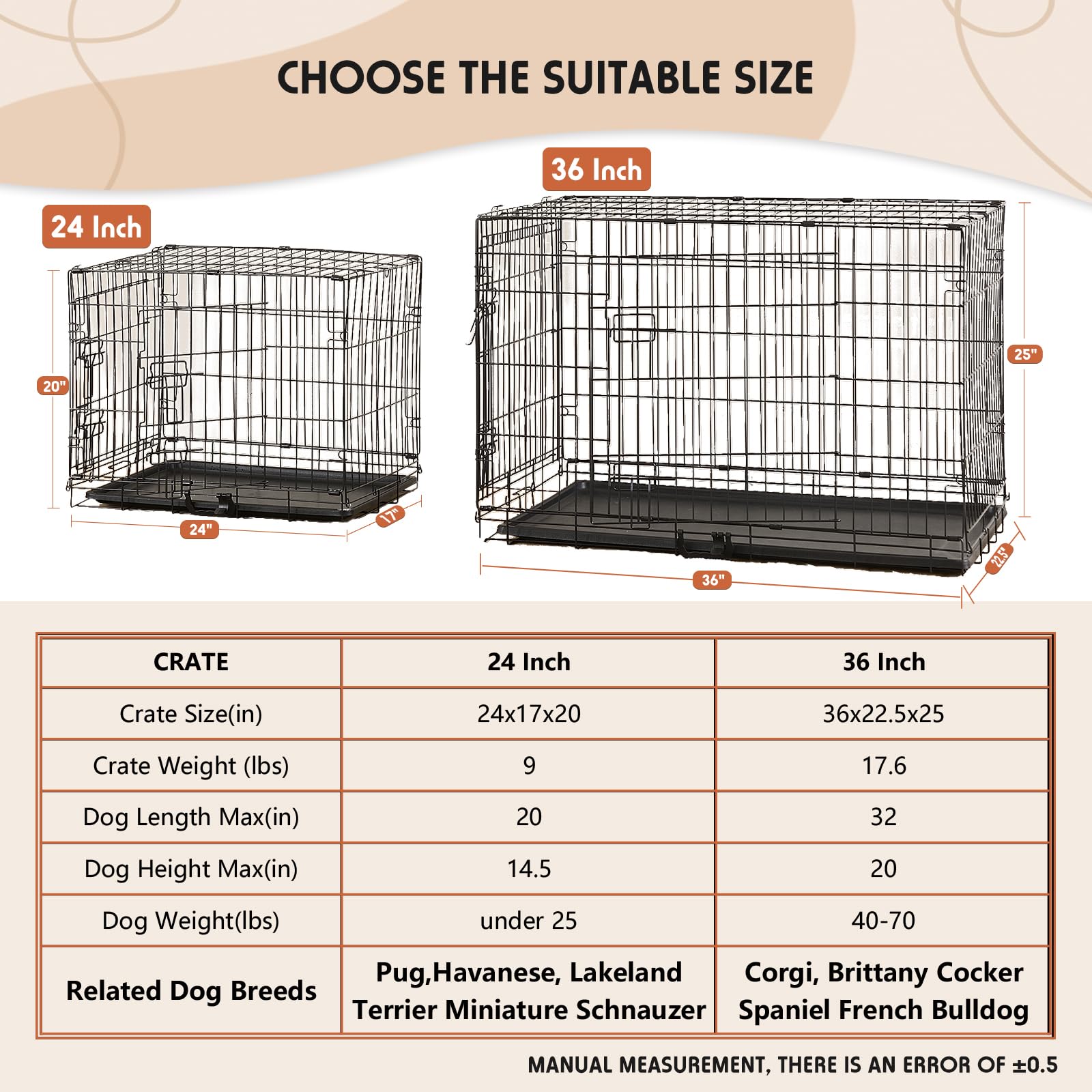 AMAN Dog Crate Furniture, 36 in Dog cage Furniture with Wood Topper for ...