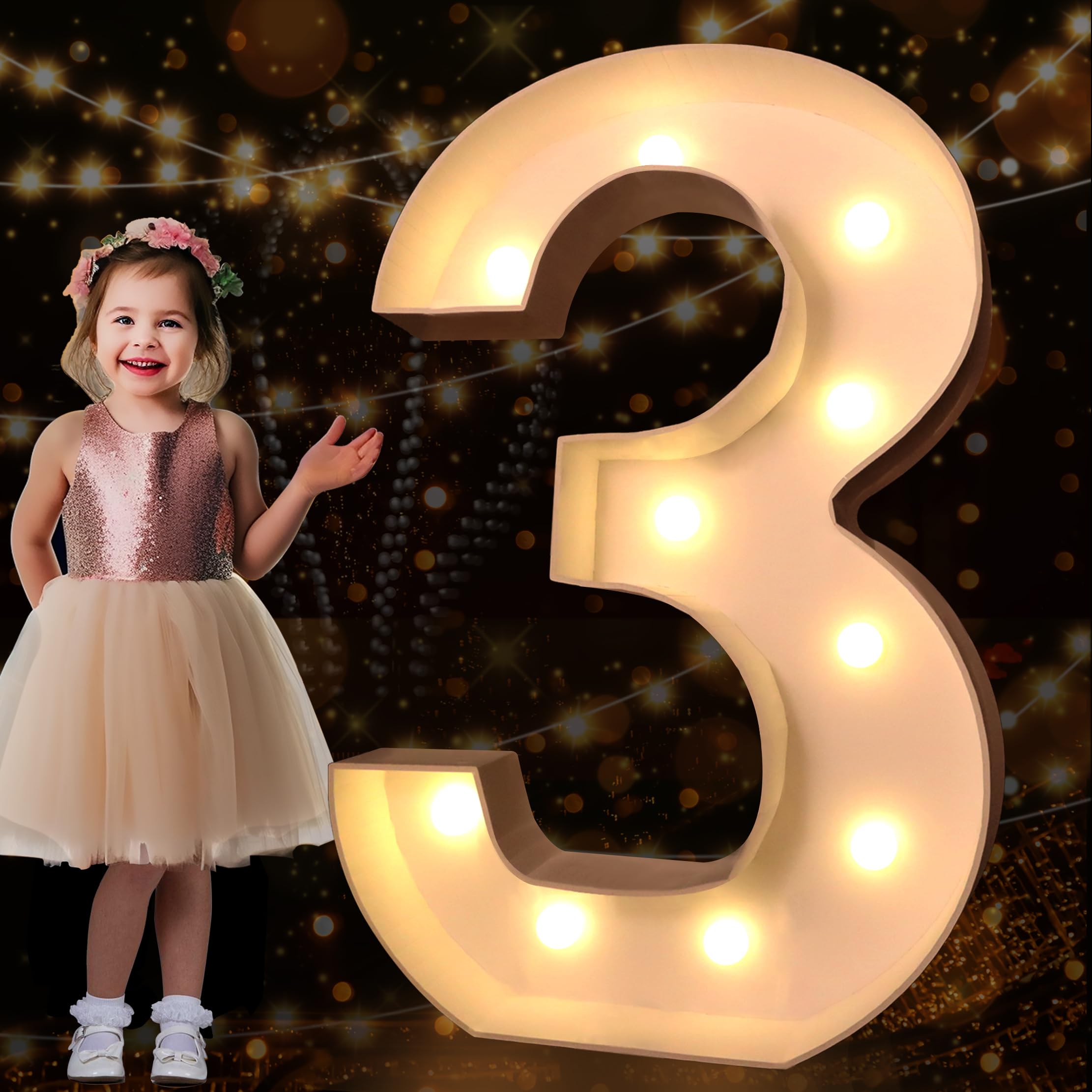 Snapklik.com : 3FT Marquee Light Up Numbers, Warm White LED Large ...