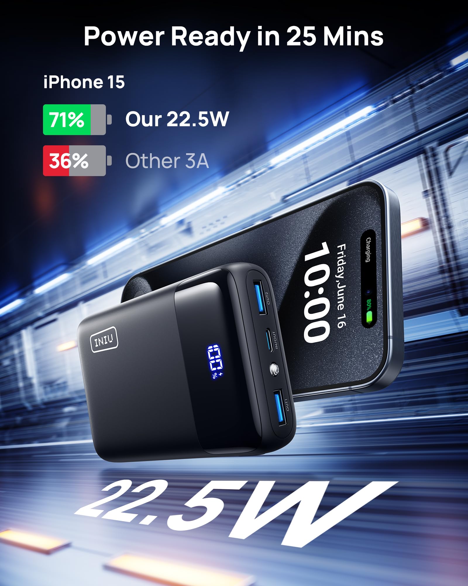 Snapklik.com : Portable Charger, 225W PD30 QC40 Fast Charging LED ...