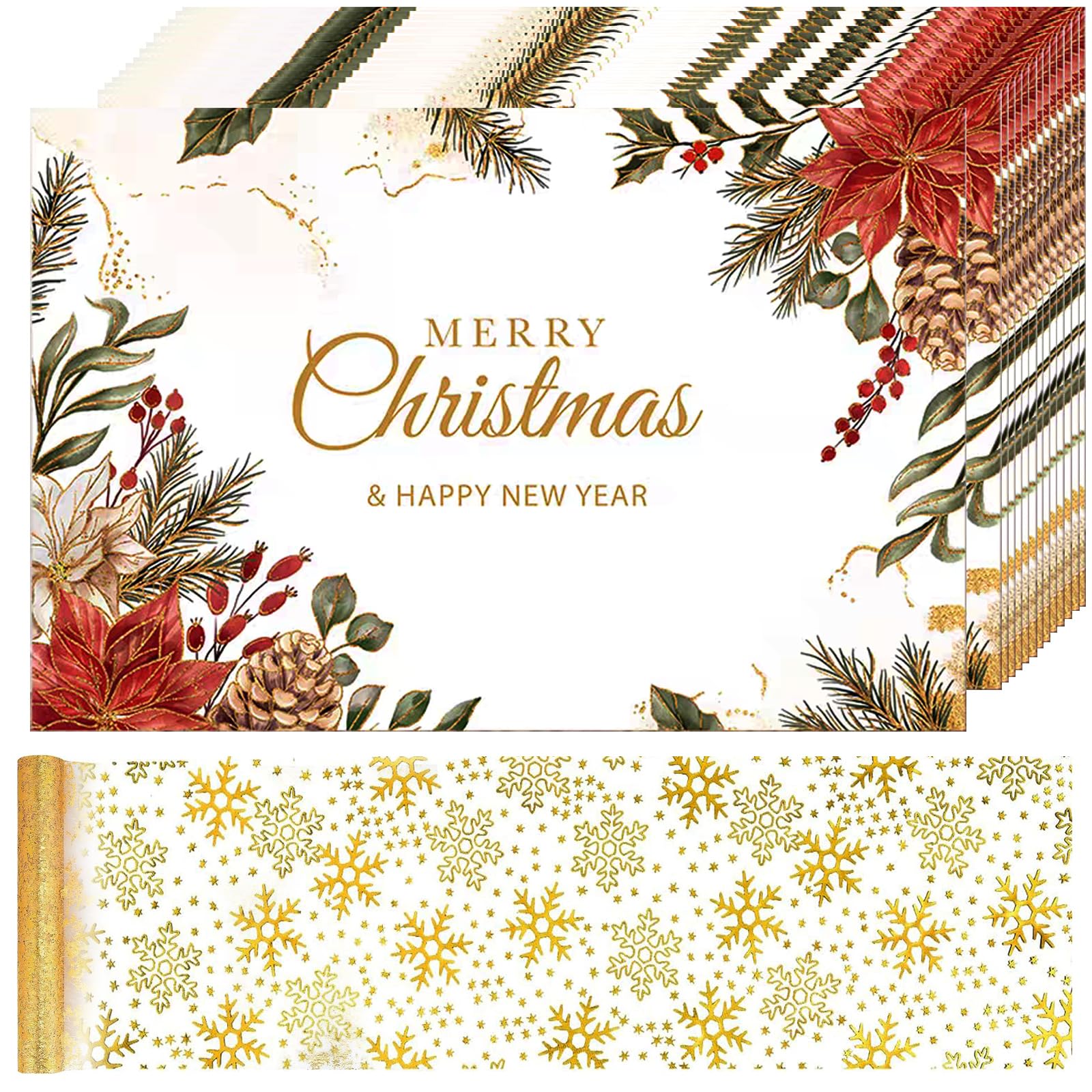 Amazon.com: 50 Pcs Christmas Paper Placemats - 11 x 17 Inch Disposable ...