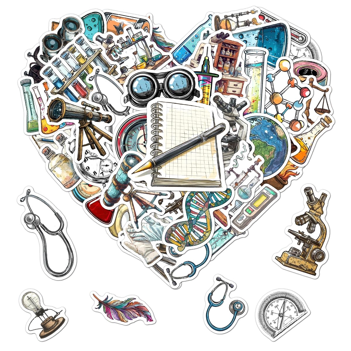 Amazon.com: Pack 50 Pcs Cute Science Stickers for Water Bottles Funny ...