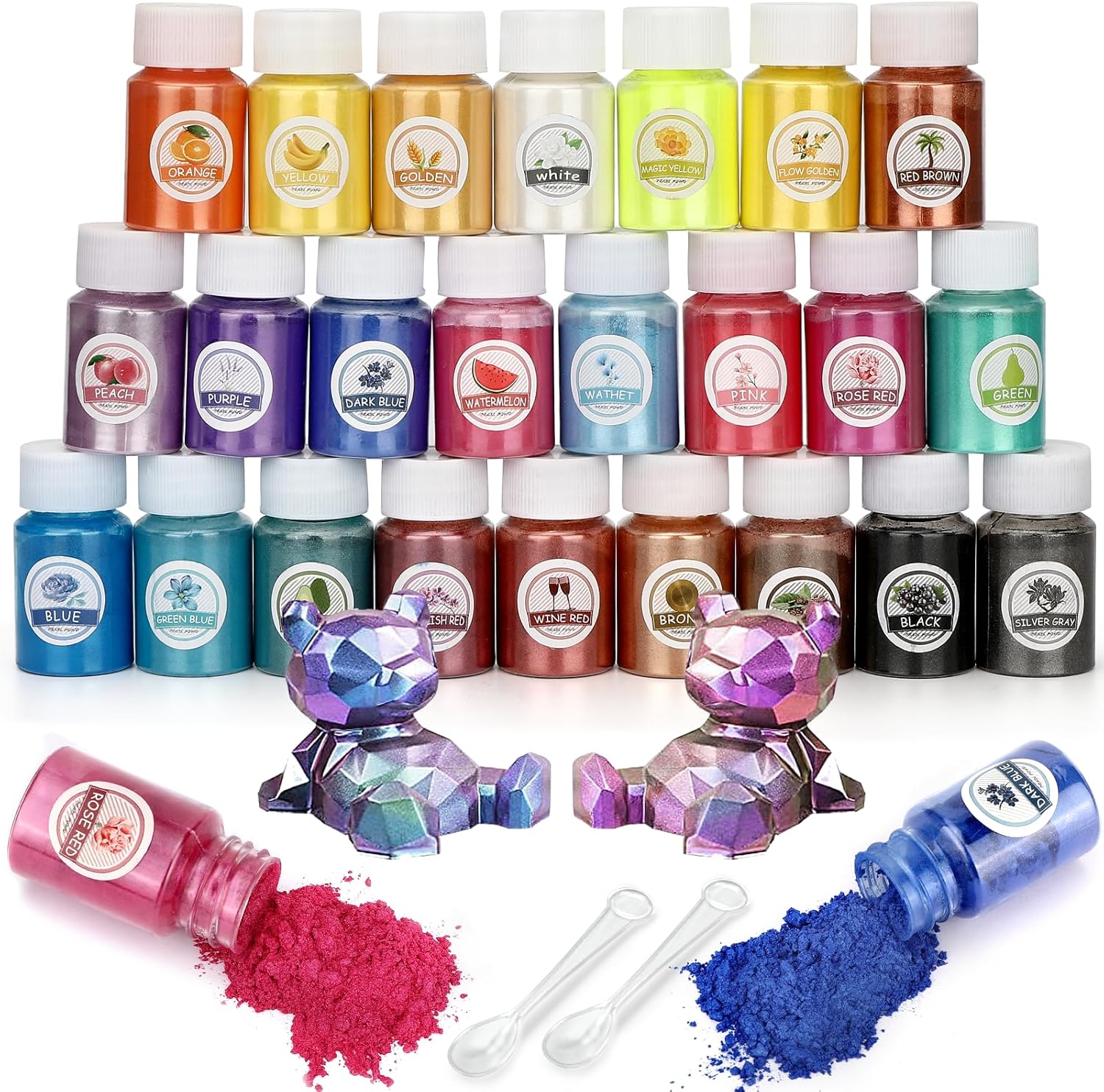 Miiepls Pigmenti Coloranti Naturale, 10g*24 Colori Mica Polvere ...