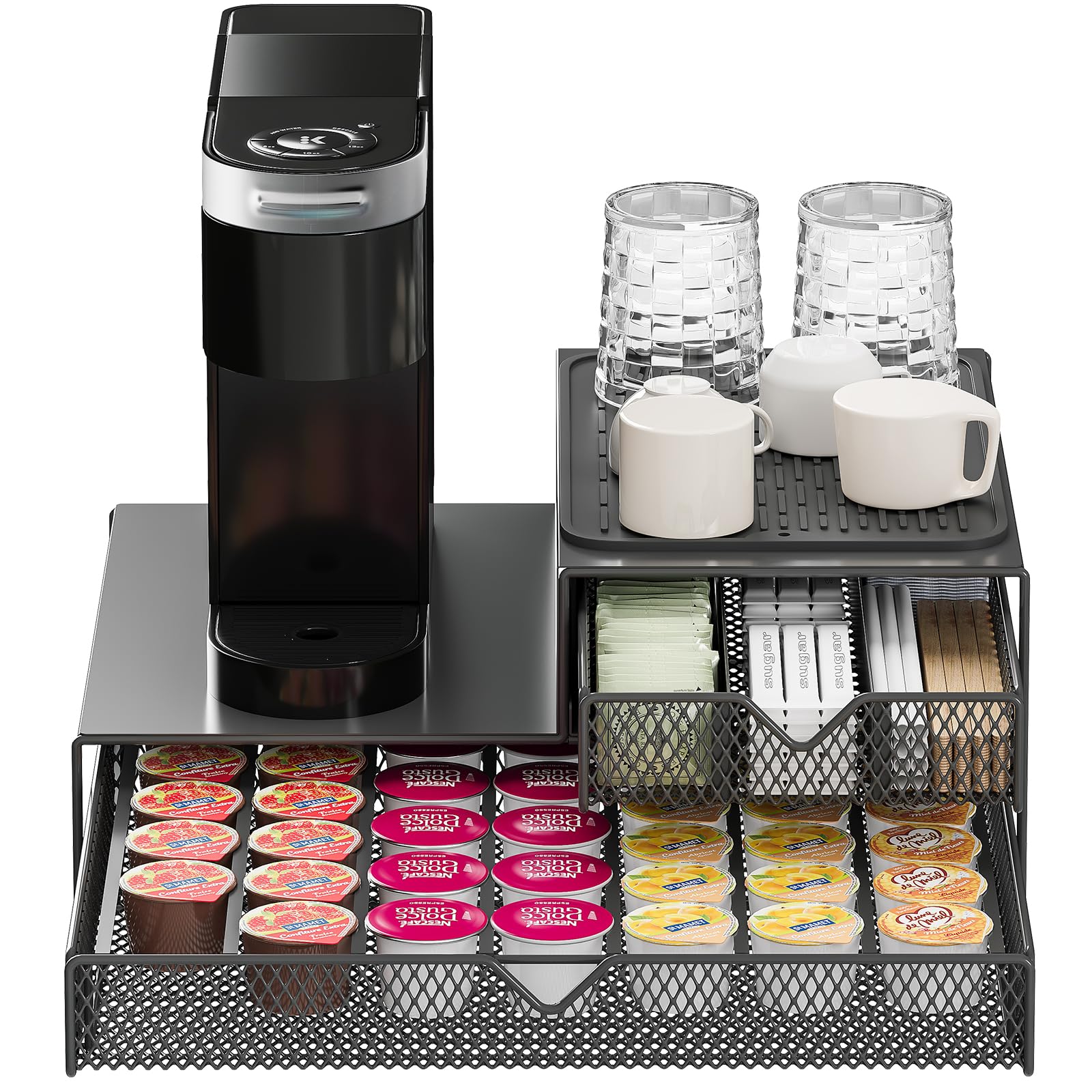 Coffee Pod Dispenser K-cup Organizer Bamboo Land 2-Tier - Extra Large ...