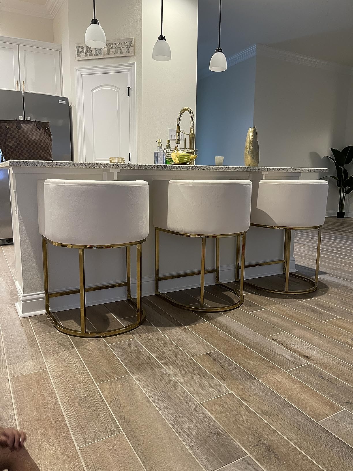 $19/mo - Finance HNY Modern Counter Height Linen Fabric Upholstered ...