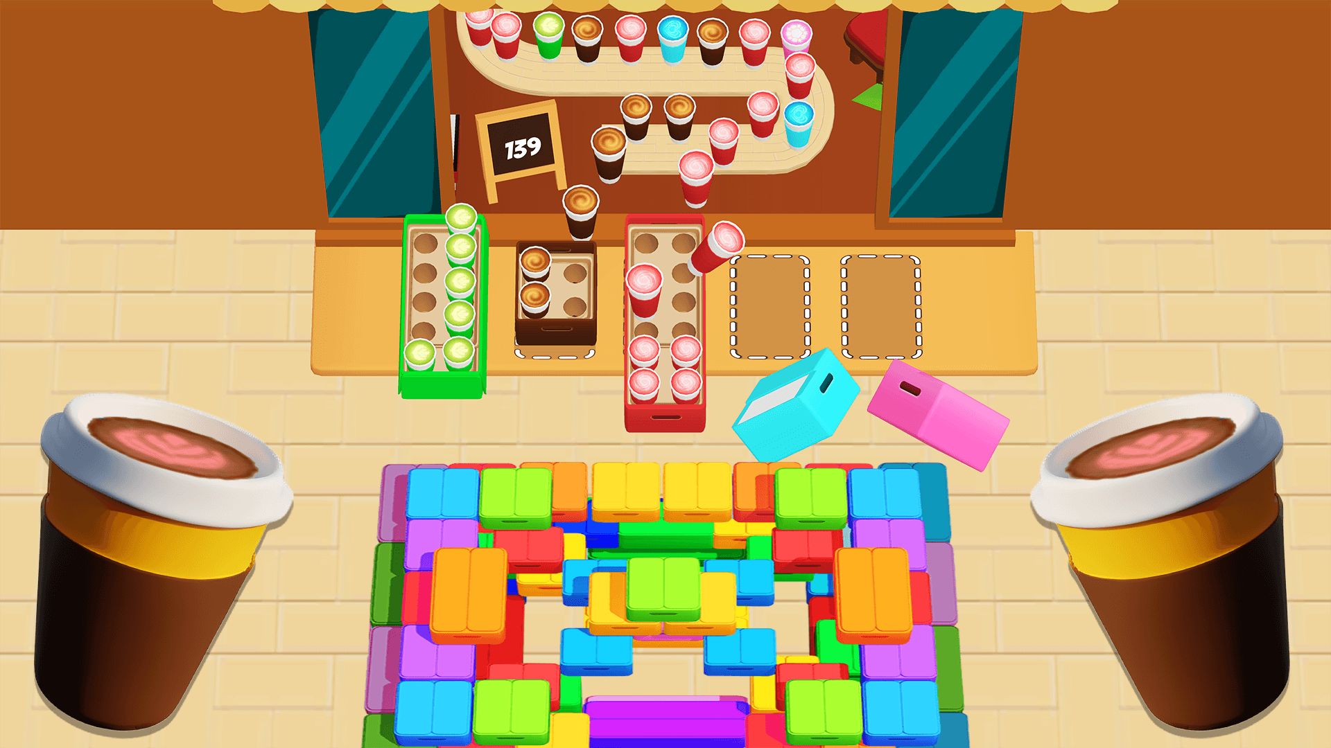 Coffee Cup Jam Rush 3D Packing Puzzle: Color Boxes Matching Fun Sorting ...