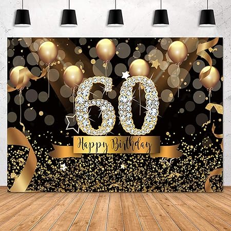 Amazon.com : Purple 60th Birthday Backdrop Shiny Glitter Black Dots and ...