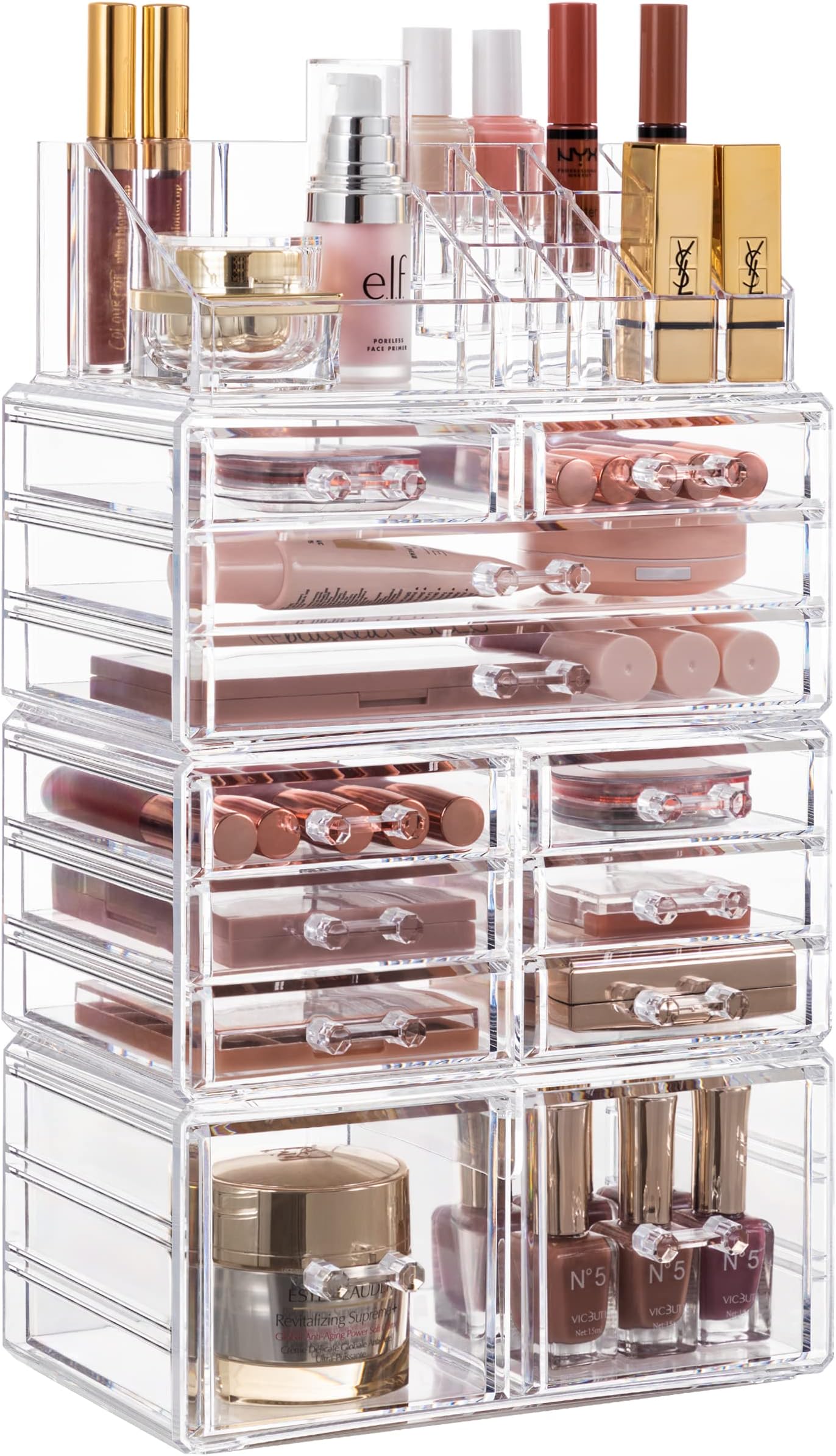 Amazon.com: HBlife Acrylic Clear Dustproof Makeup Storage Organizer ...