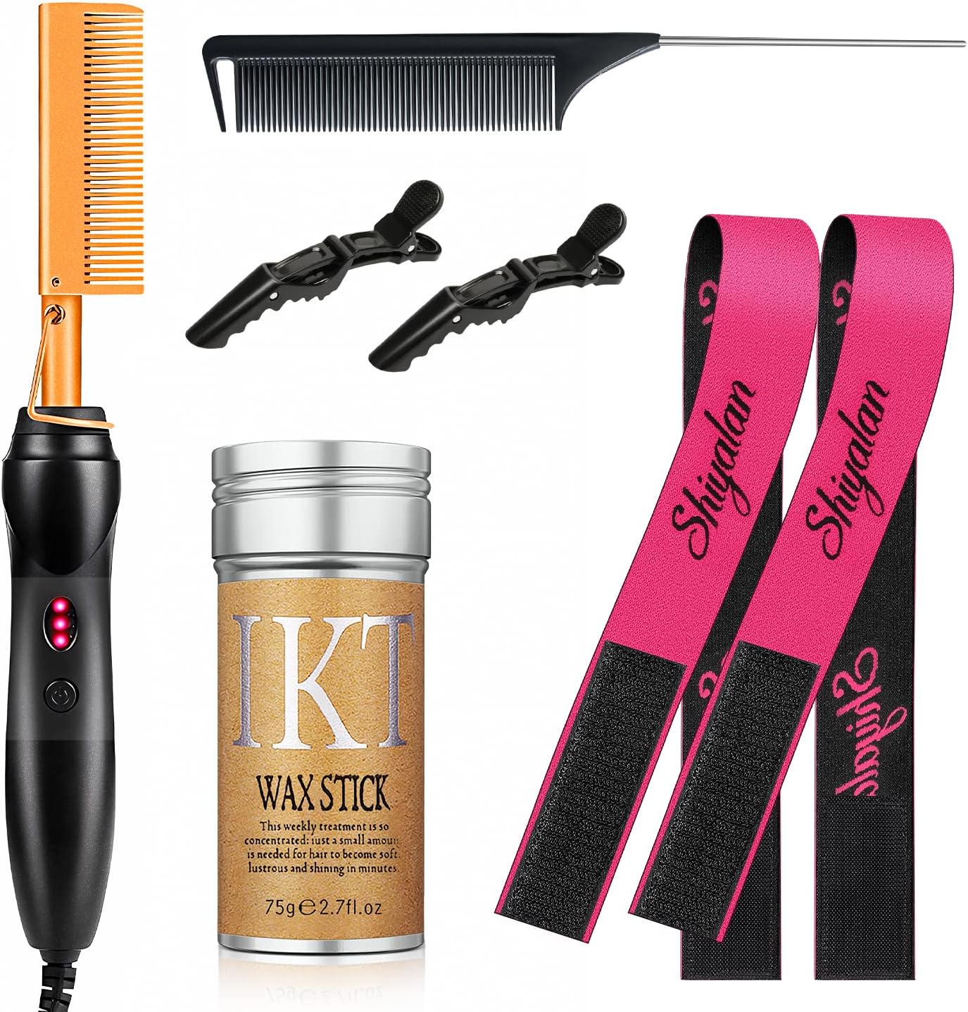 Hot Comb Set 7Pcs, Electric Hair Straightener Pressing Comb for Black ...