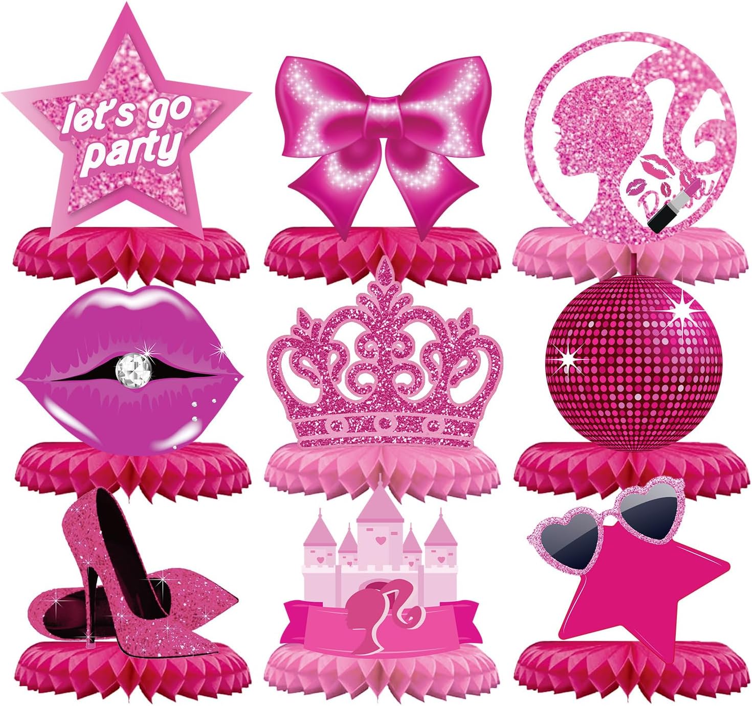 Amazon.com: Pink Girls Table Decorations for Party, Hot Pink Princess ...