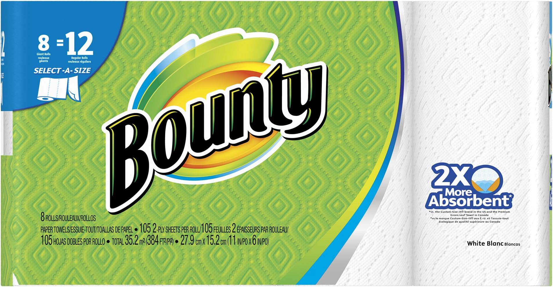 Amazon.com: Bounty Select-A-Size Paper Towels, White, 8 Triple Rolls ...