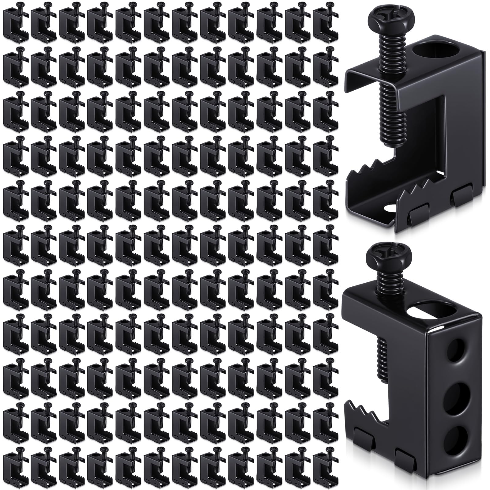 Tandefio 200 Pcs 1/4"-20 Spring Steel Beam Clamps Metal Beam Hangers ...