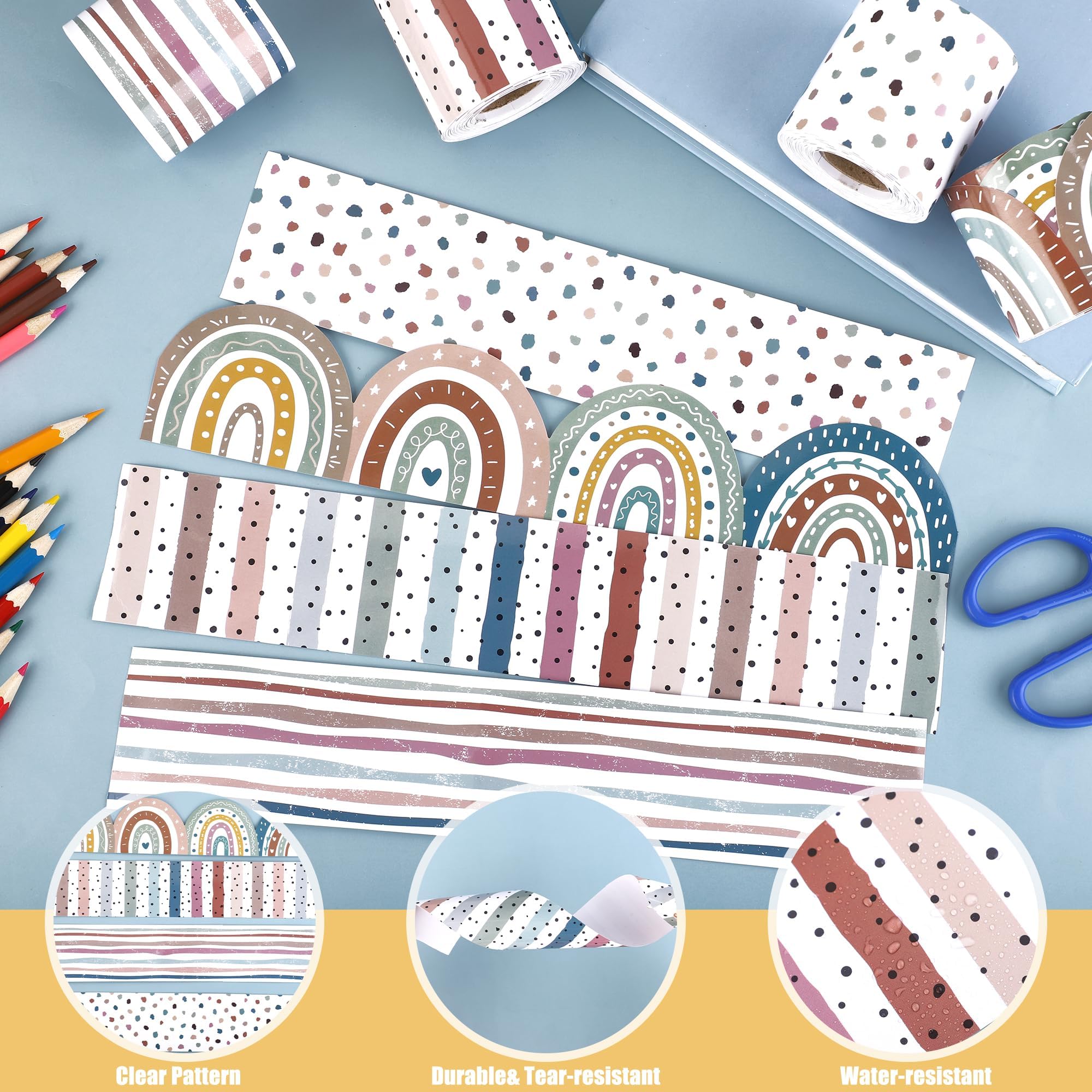 Snapklik.com : 4 Rolls 131.2 Ft Boho Bulletin Board Borders Groovy ...