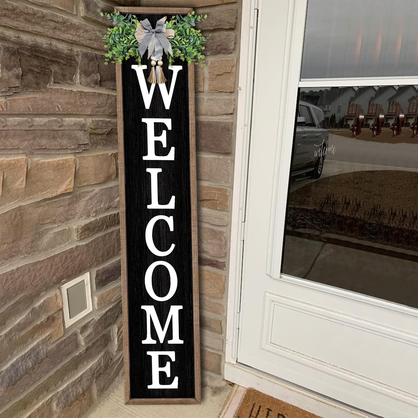 flowtorely Outdoor Welcome Sign for Front Porch Standing 45"X9" Tall ...