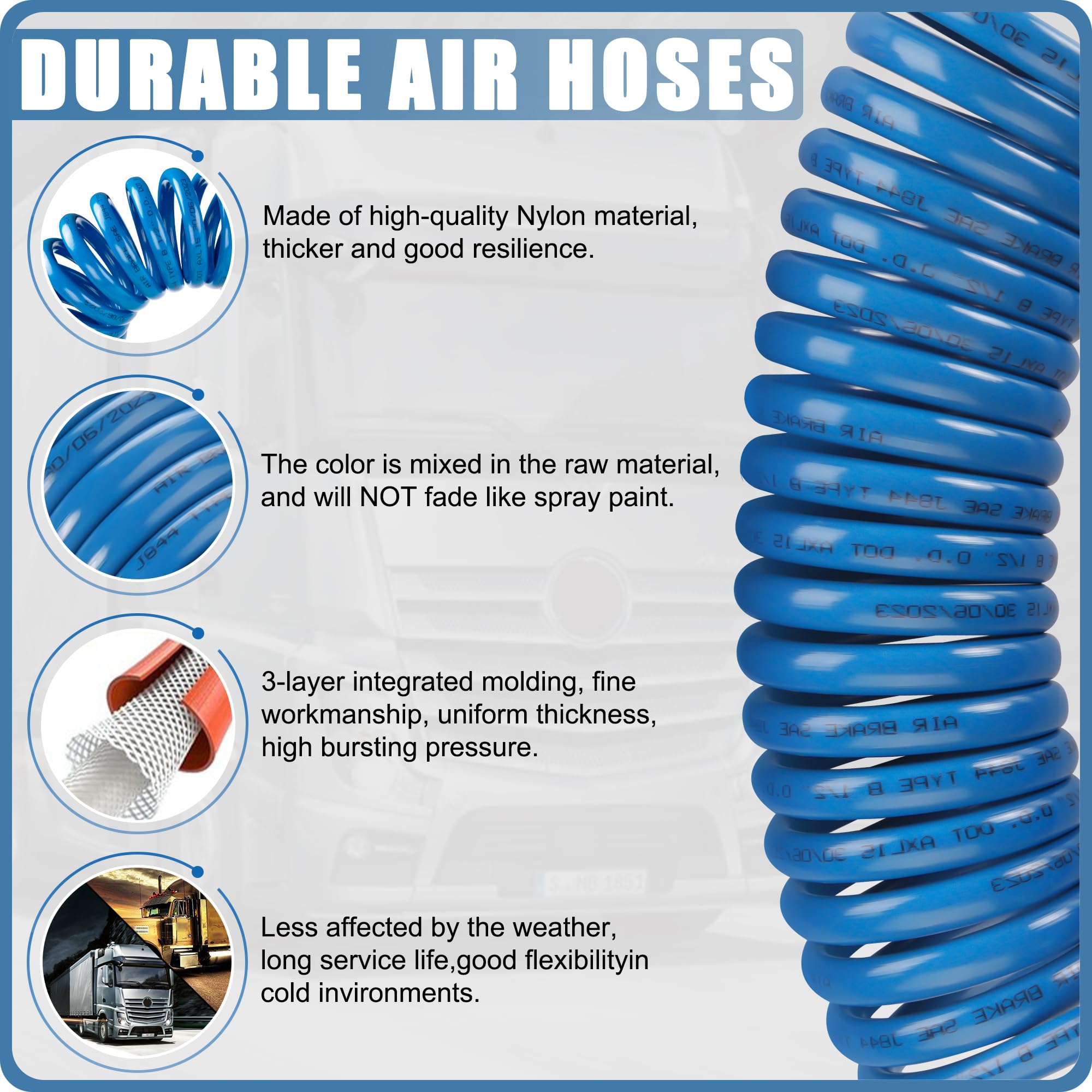 Snapklik.com : Ailbiuko Semi Truck Air Brake Line Hose Coil Assembly ...