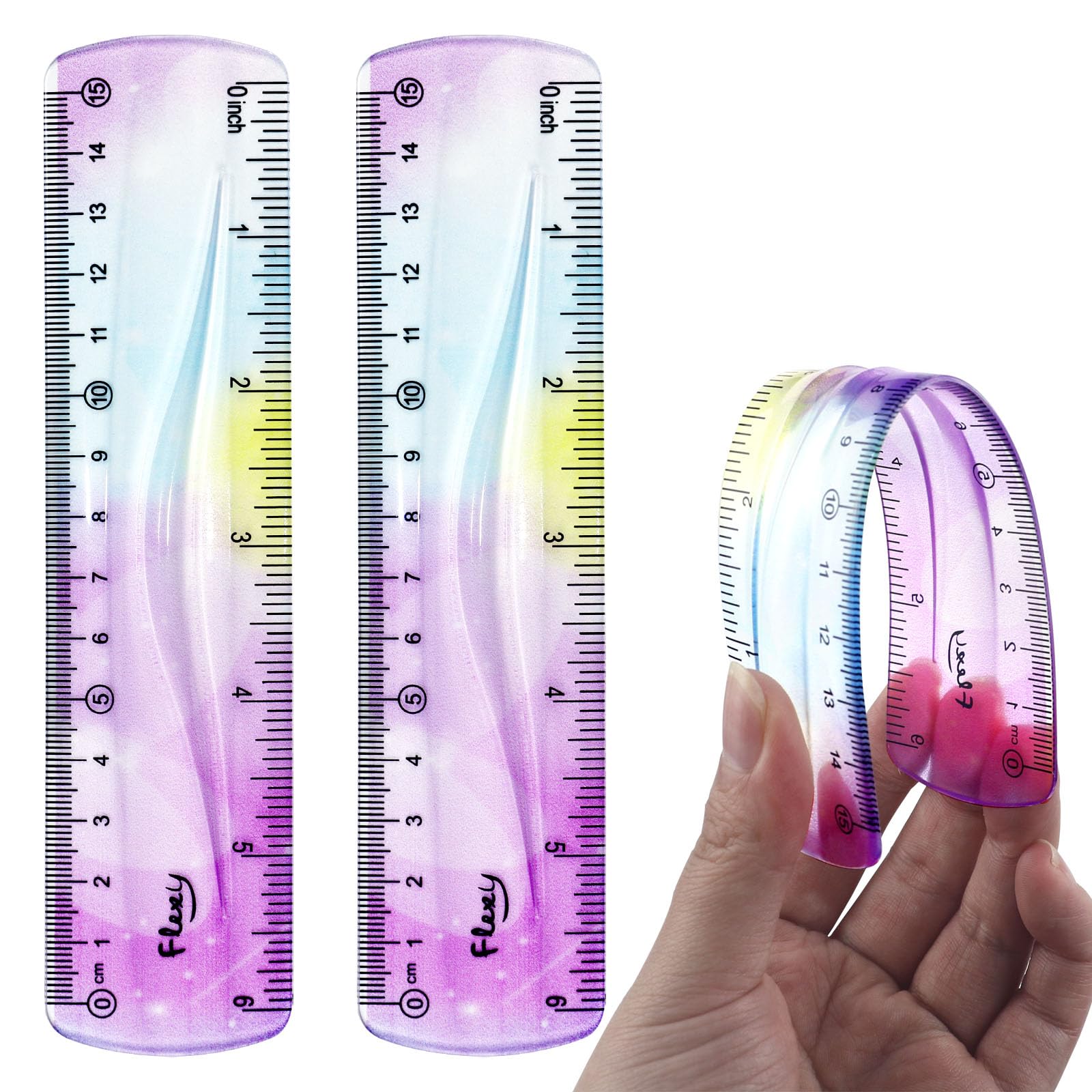 Amazon.com : 2 PCS Flexible Ruler, 6 Inch Bendable Plastic Ruler, Soft ...