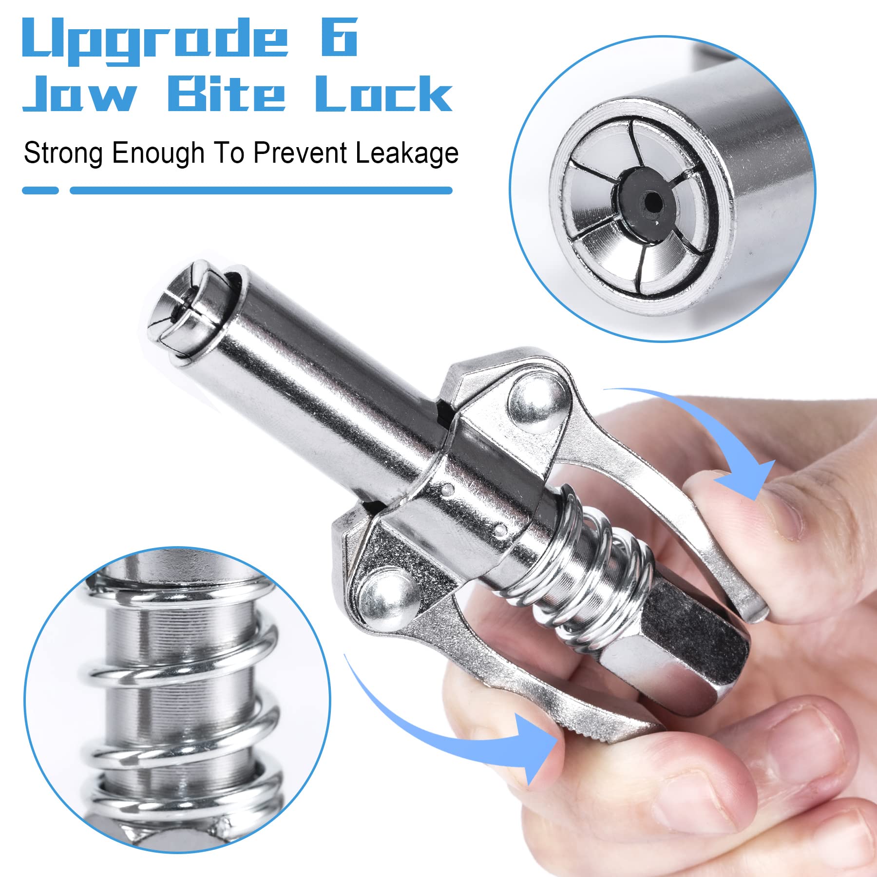 Locking Grease Gun Coupler Grease Gun Coupler, Double Handle Quick Lock ...