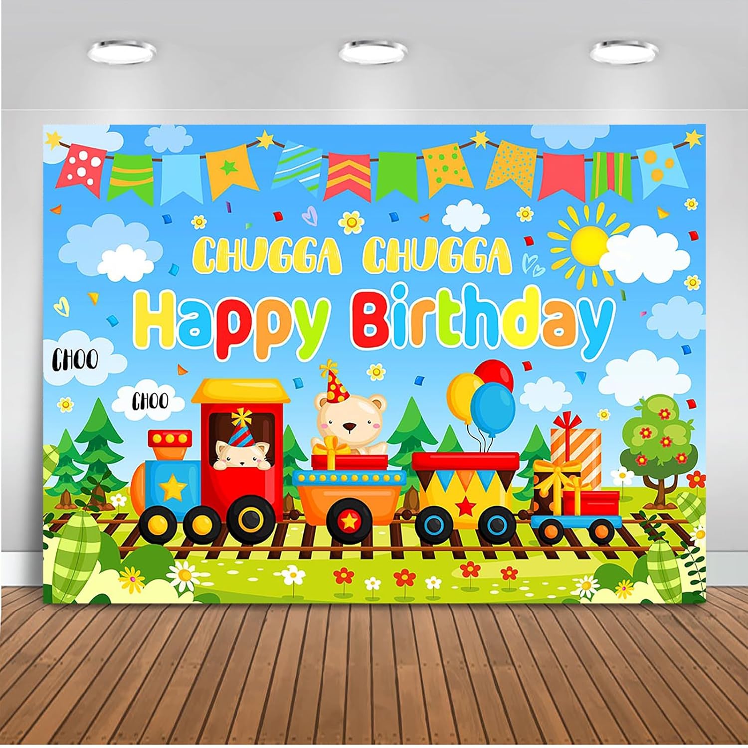 Amazon.com : Mocsicka Train Happy Birthday Backdrop Train Party ...