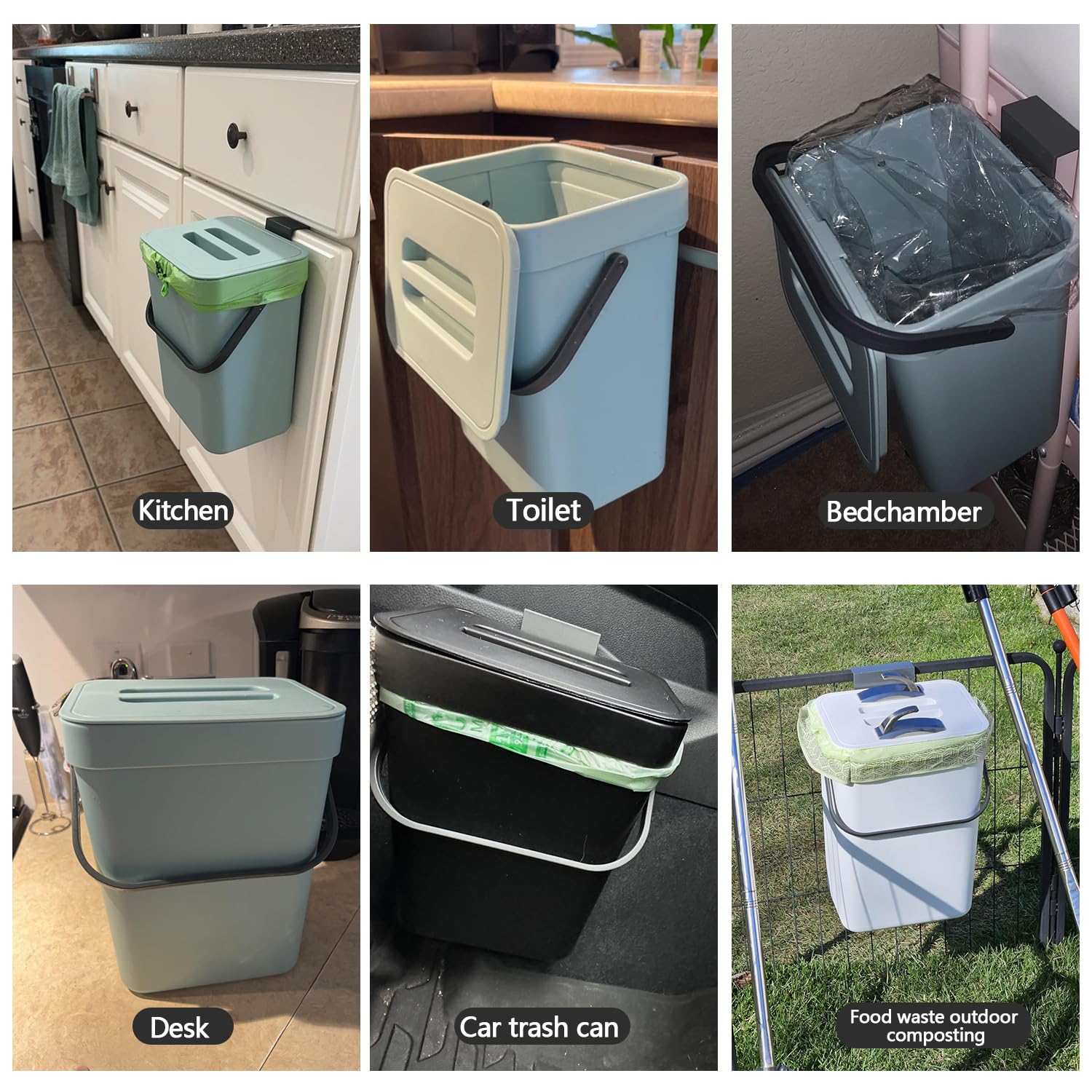 Small Compost Container Kitchen Compost Bin With Hooks - 3L Countertop ...