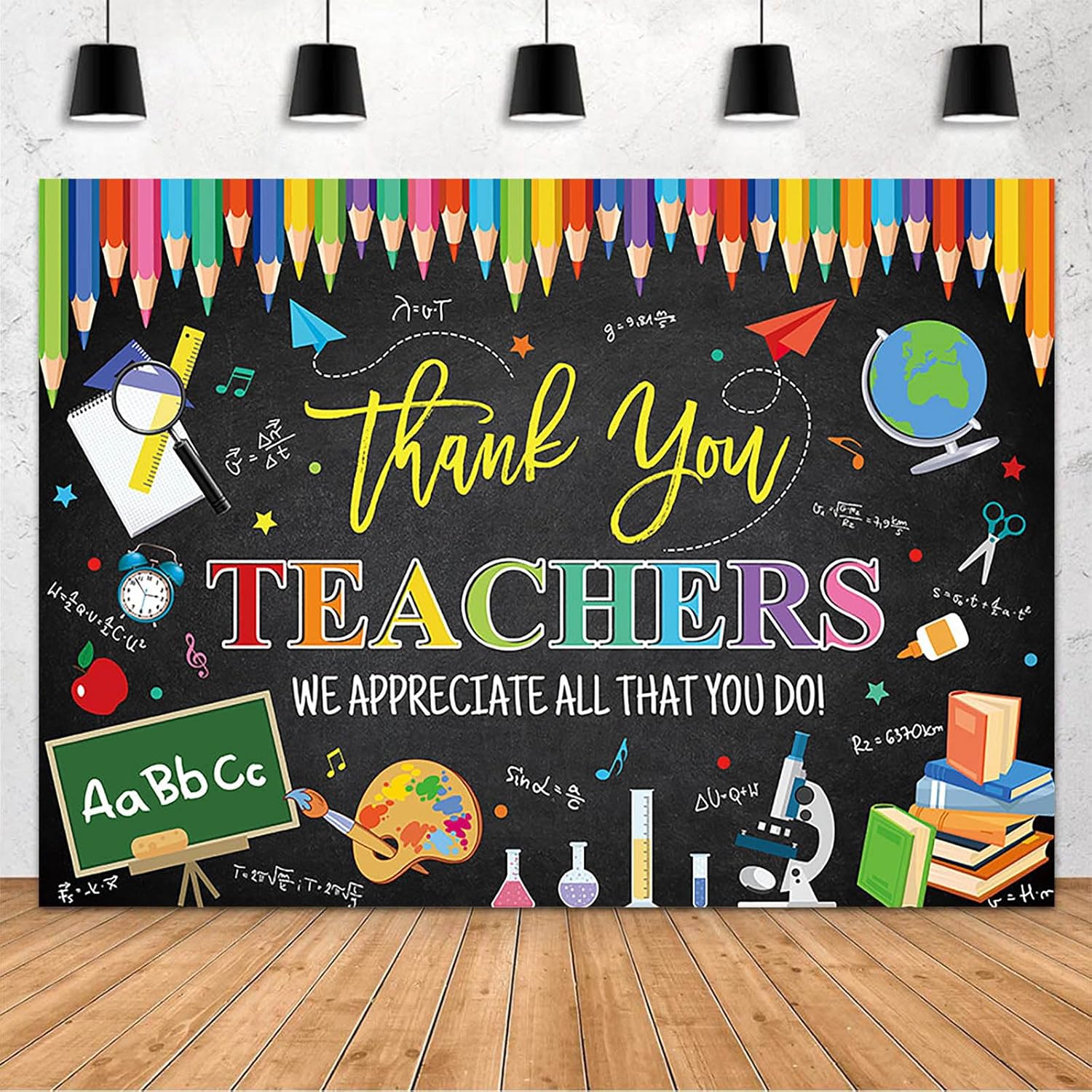 Amazon.com: MEHOFOND 7x5ft Thank You Teachers Backdrop Banner Teacher ...