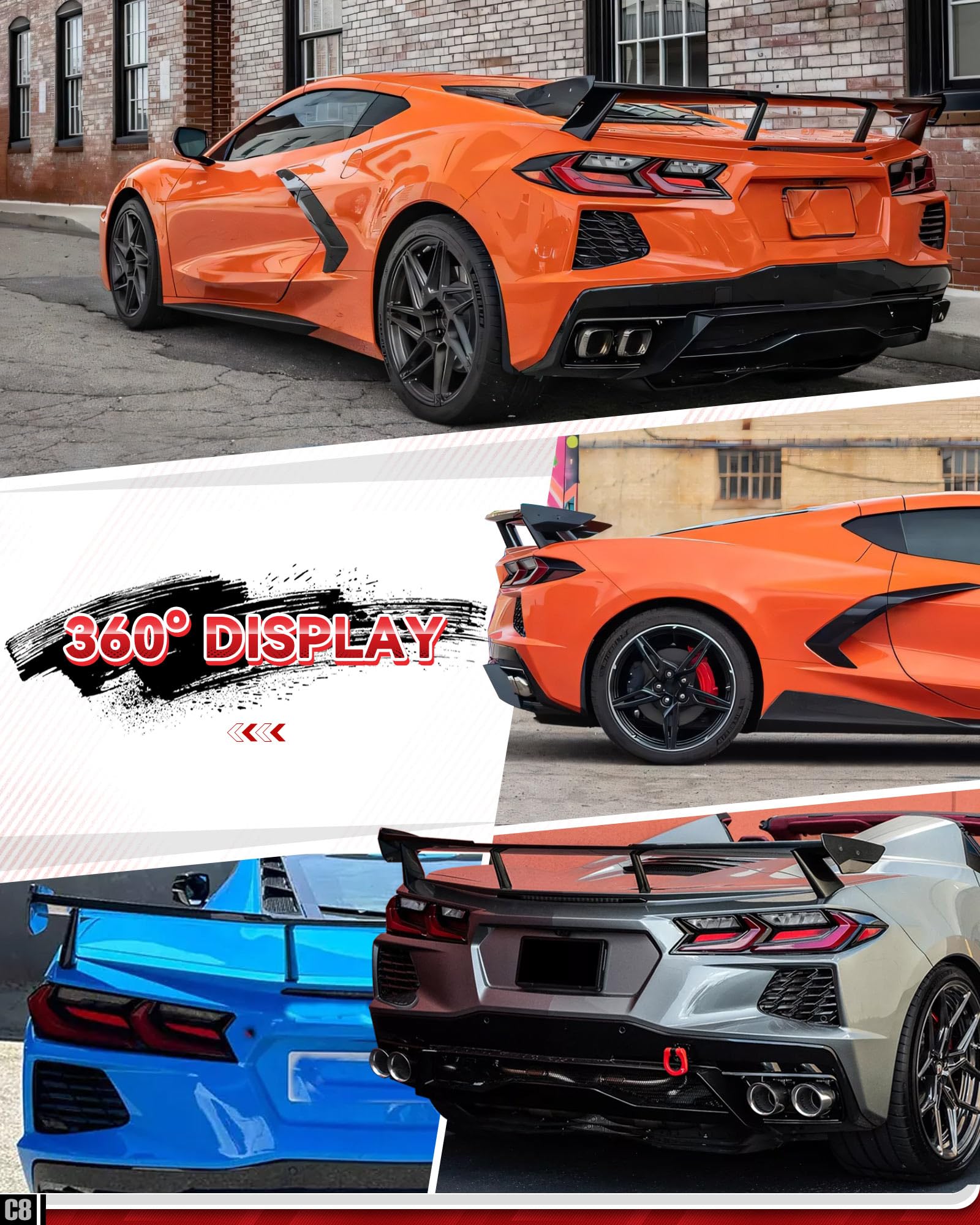 Snapklik.com : Etesan Rear High Wing Spoiler Fit For Corvette C8 2020 ...