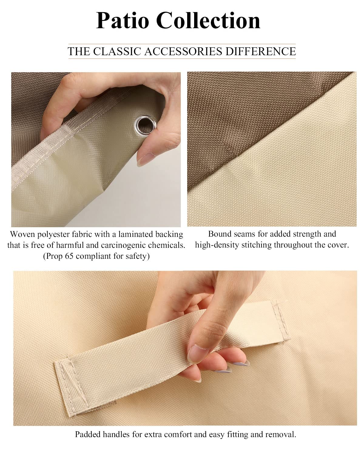 High Back Beige Patio Chair Covers Waterproof Heavy Duty Outdoor Bar ...