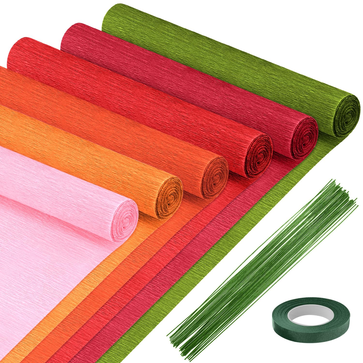 Amazon.com: Mlurcu Crepe Paper 6 Rolls Red Crepe Paper 10 Inch Wide ...
