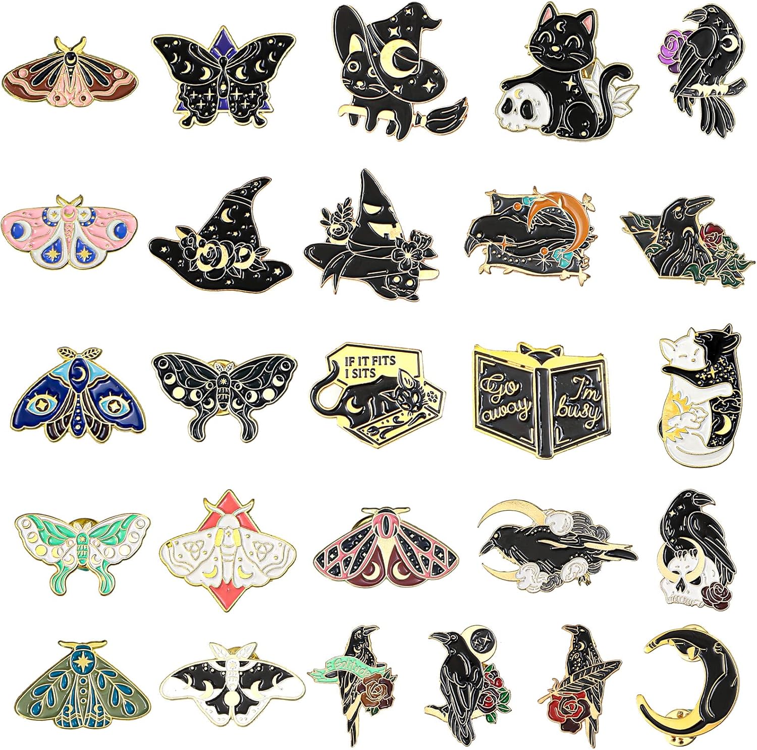 Amazon.com: 26 Pcs Butterfly Pins Set Cute Backpacks Pins Cats Black ...