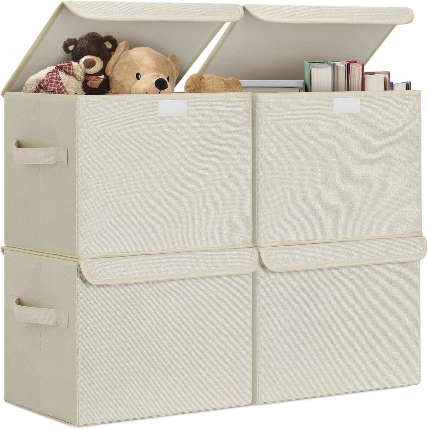 Amazon.com - LOVSTORAGE 4 Pack Storage Boxes with lid, 12.2 x 9.6 x 9.2 ...