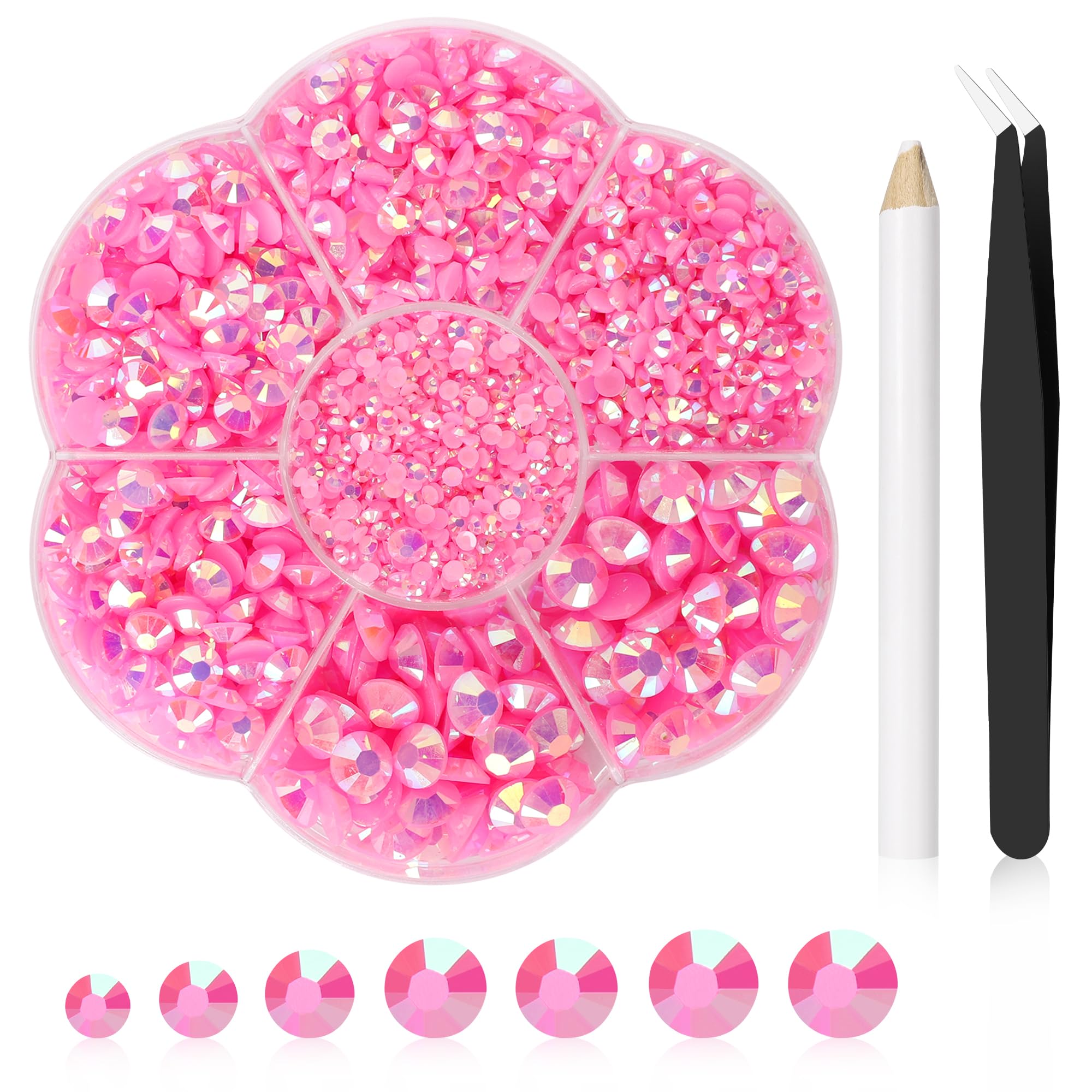 Resin Rhinestones Kit, 4500 PCS Nail Gems Ab Flatback Rhinestones Gems ...