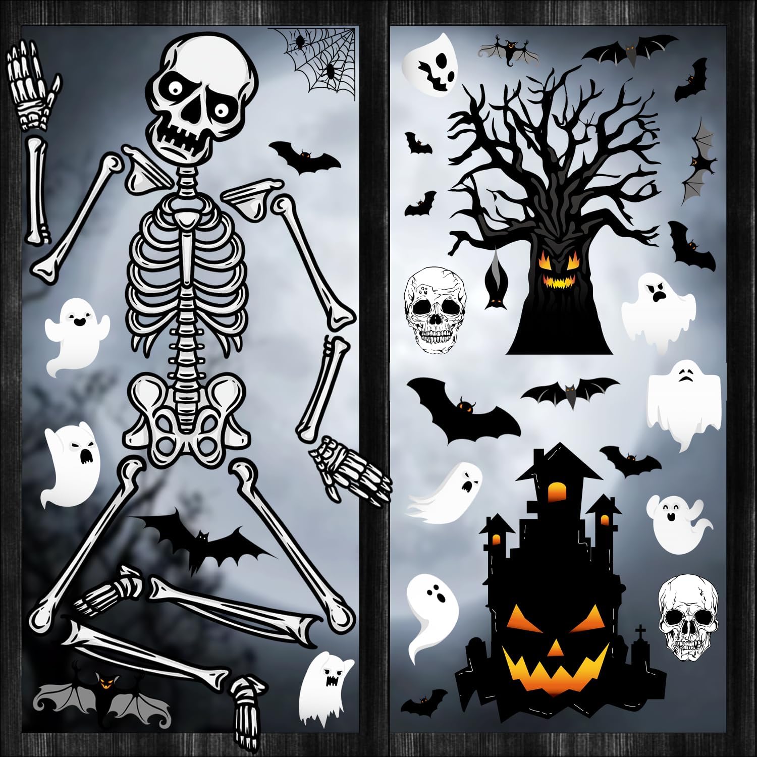 Amazon.com: LOKIPA Halloween Window Clings,8 Sheets Halloween Ghost ...
