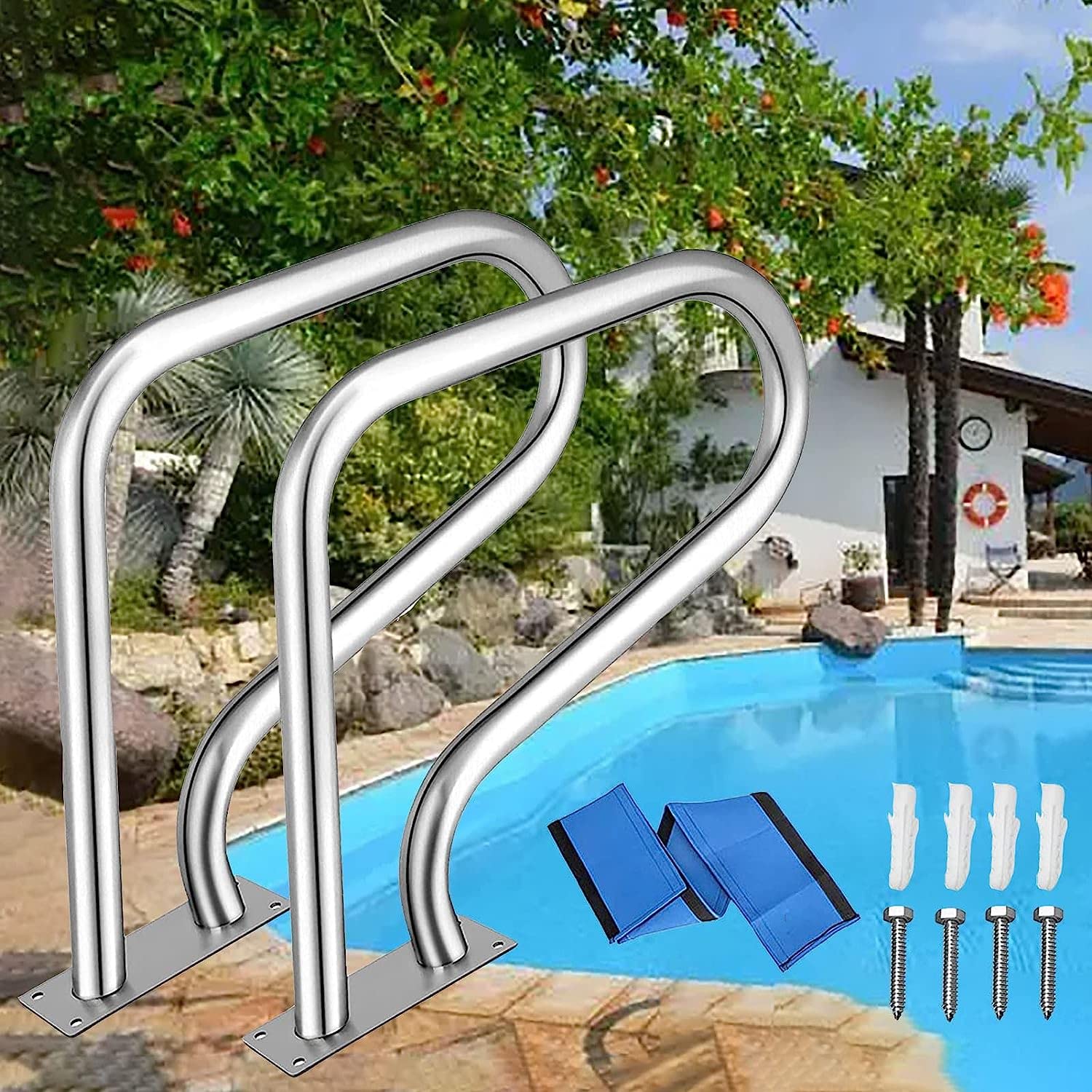 スイミングプール安全ハンドレール 304 ステンレス鋼プール階段