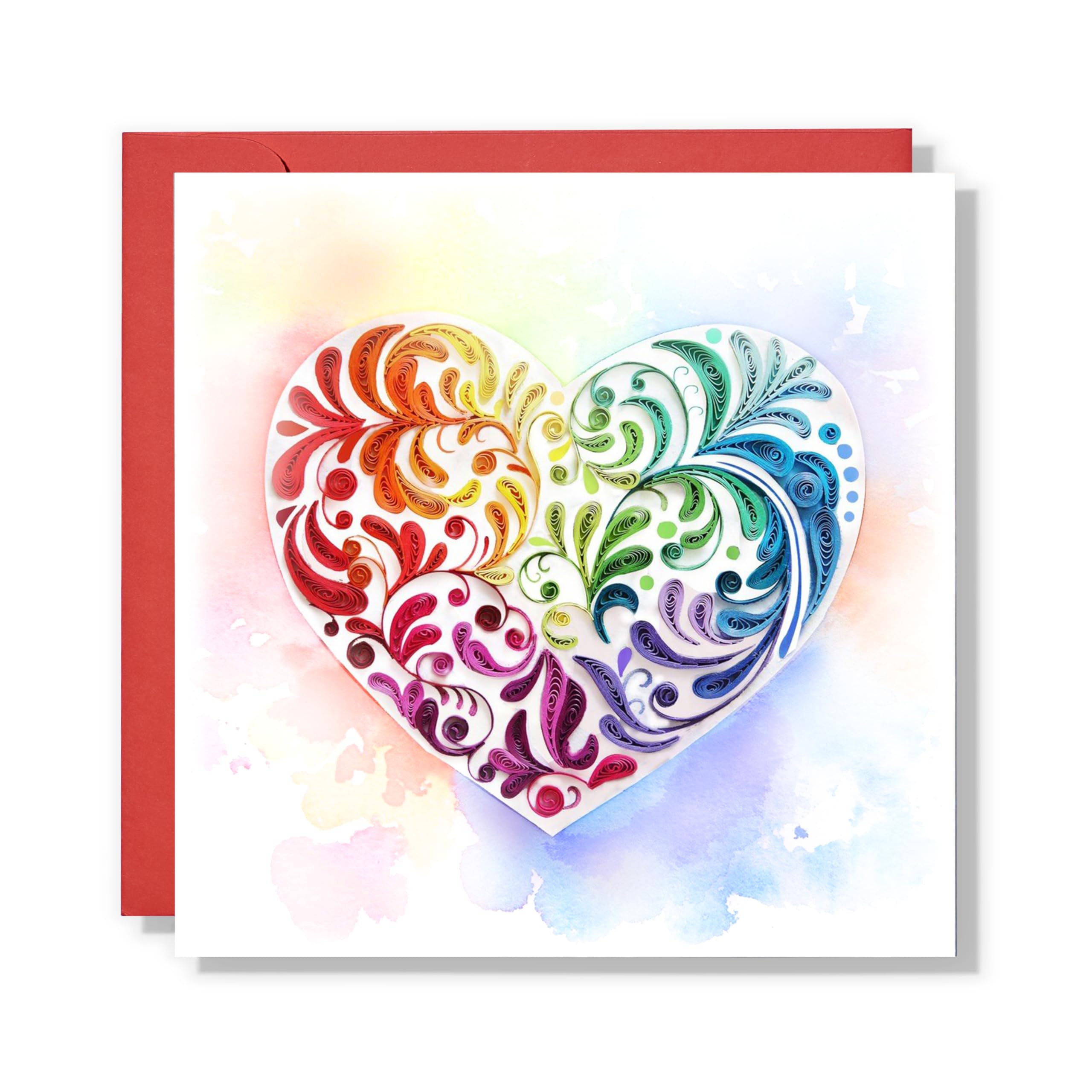 Amazon.com : QUILLCRAFT Multicolor Love Heart Greeting Card, Heart Card ...