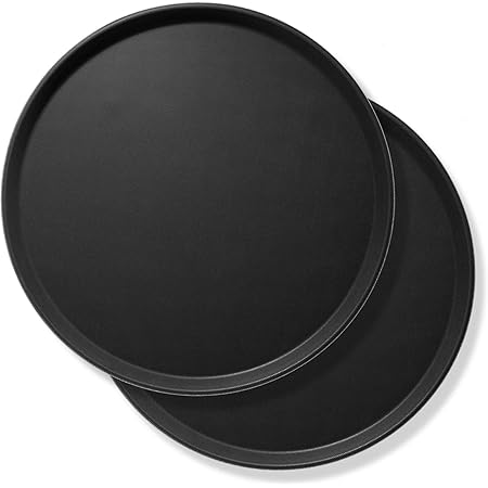 Amazon.com: Round Black Plastic Serving Tray 3-Pack with No-Slip Rubber ...