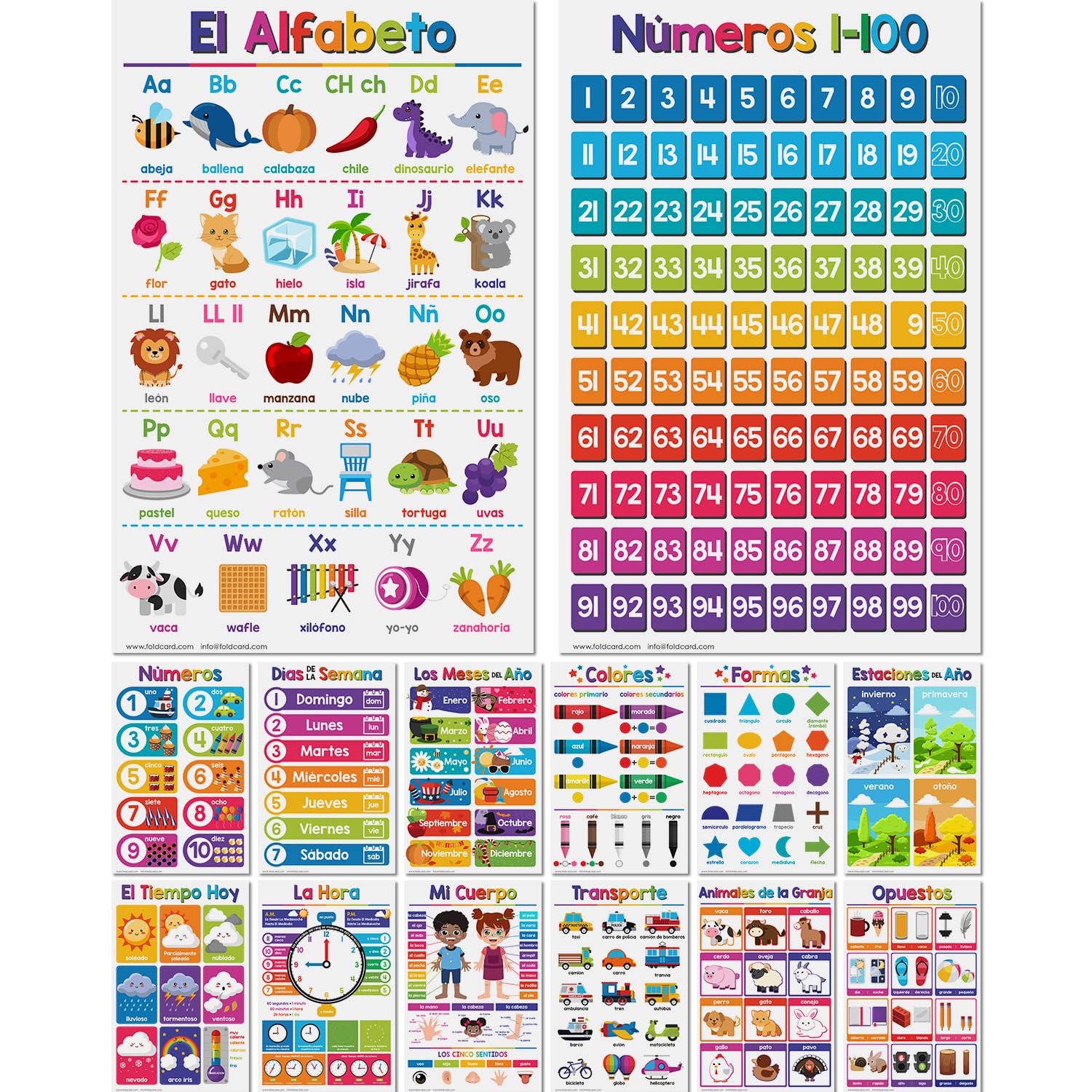 Amazon.com: Carteles educativos en español para niños, paquete de 14 ...