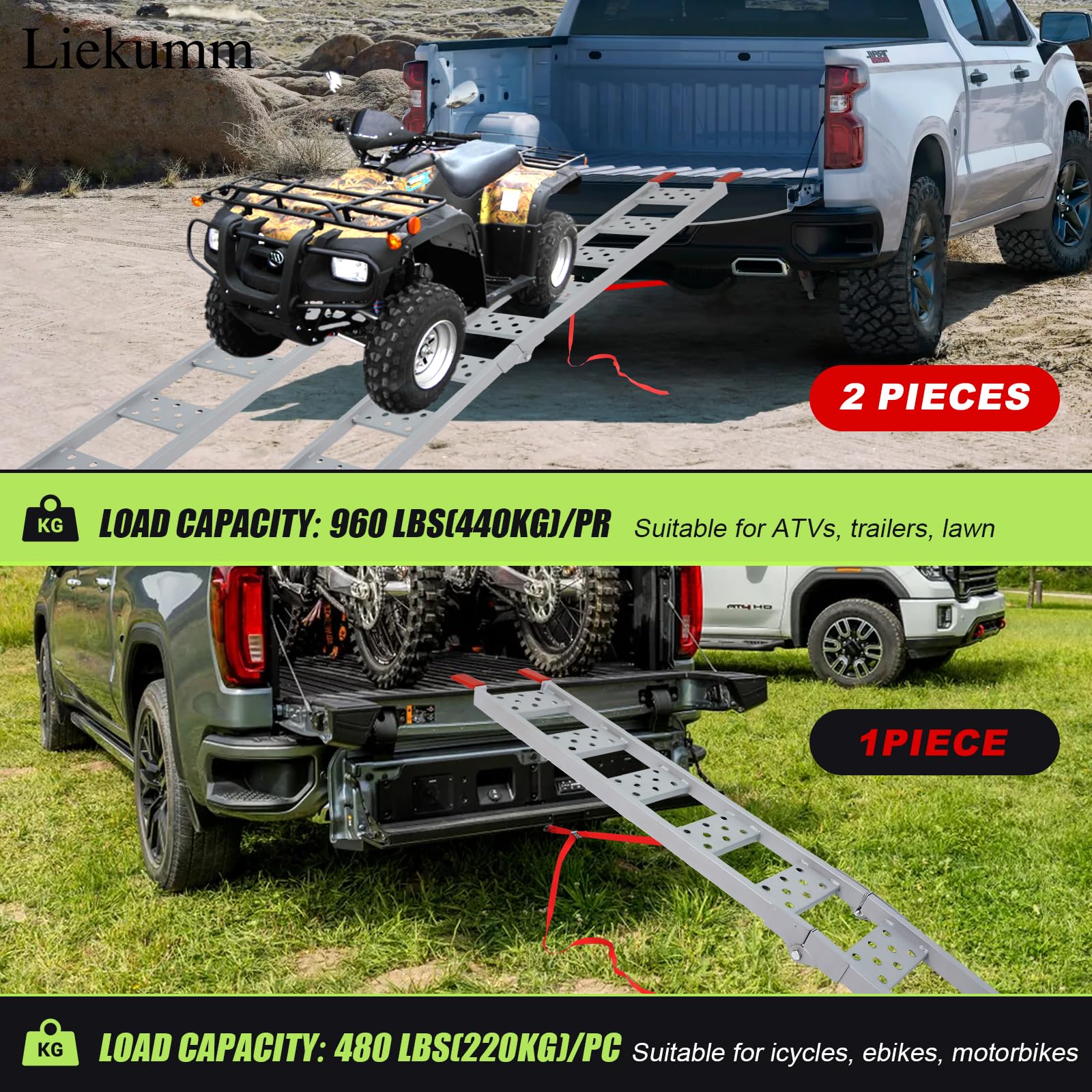 LIEKUMM 83" Folding Loading Ramps for Pickup Trucks, Steel ATV ...