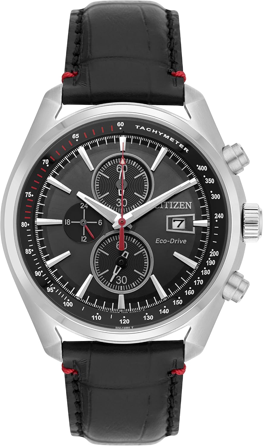Citizen Eco-Drive Men's Black Leather Strap Chronograph Watch : Amazon ...